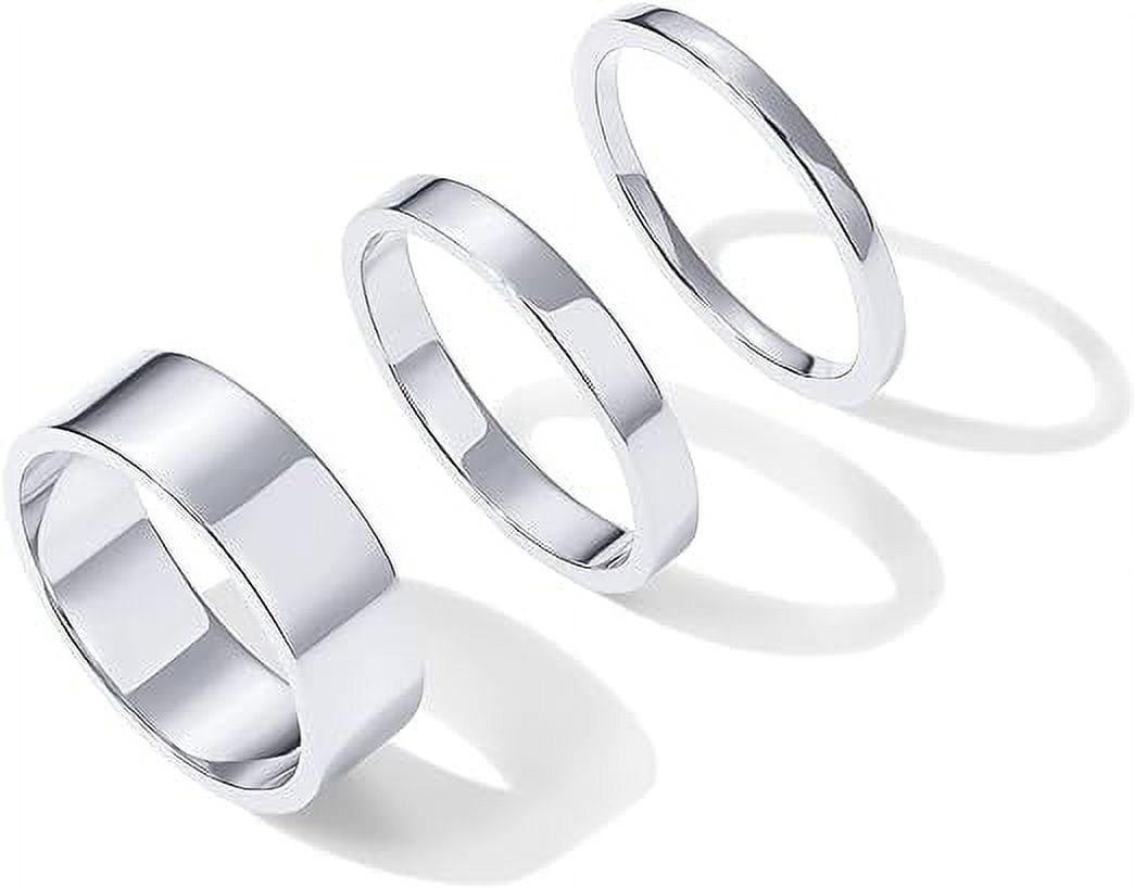 Pavoi 18K Gold Plated Stacking Rings Set, White Gold, Minimalist ...