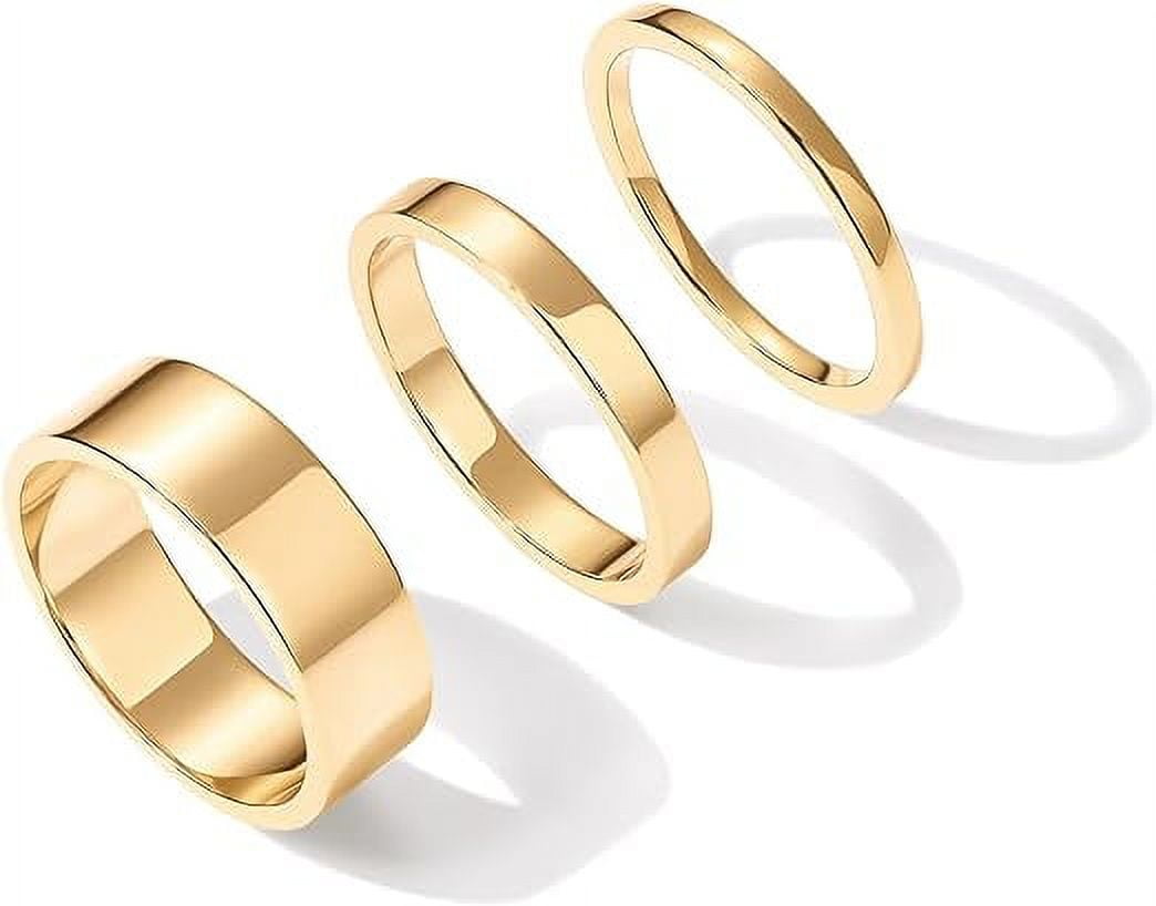 Pavoi 18K Gold Plated Stacking Rings Set, Yellow Gold, Size 9 ...