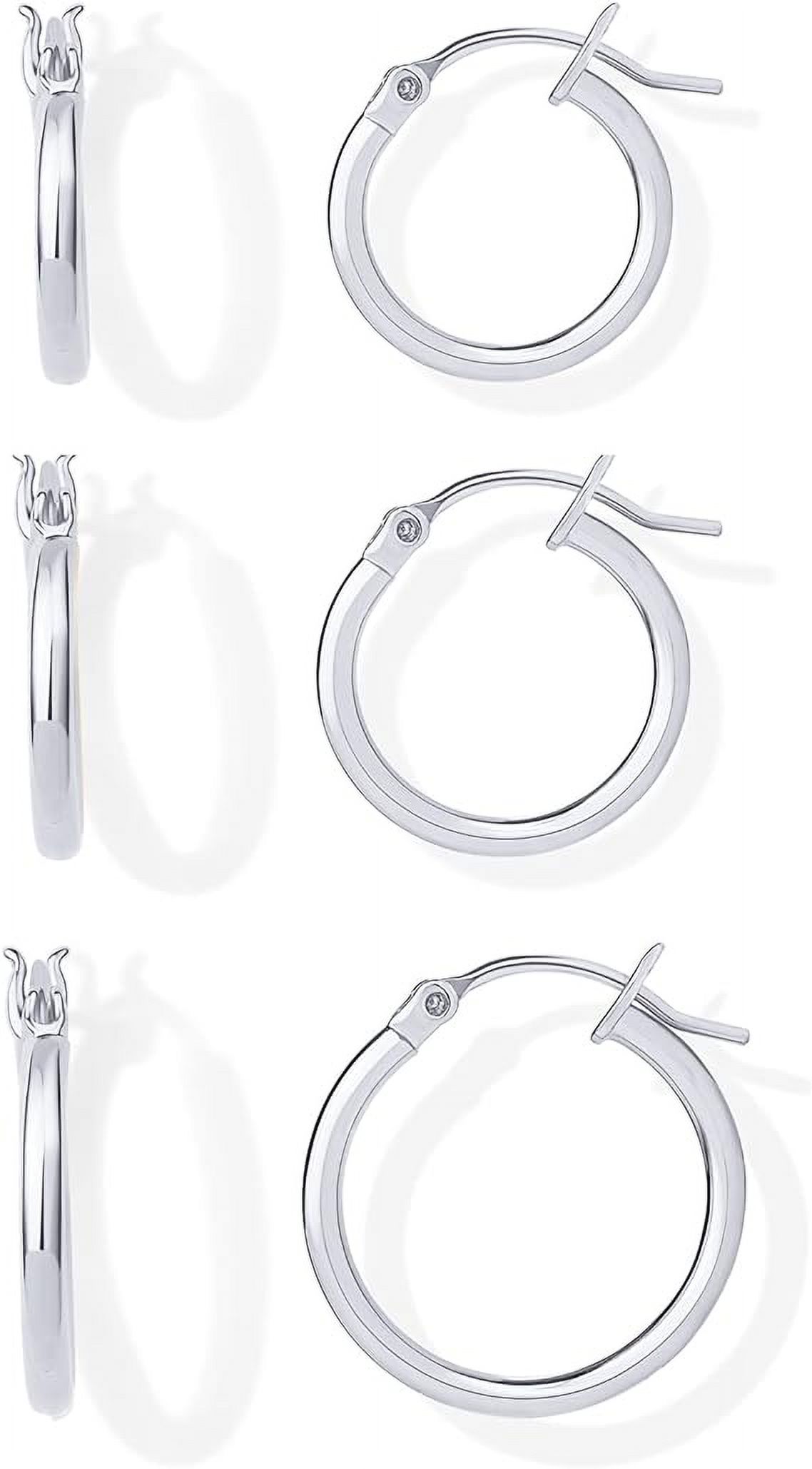 Sterling Silver Rhodium-Plated 28mm x 18mm Oval Glitter Hoop Earrings ...