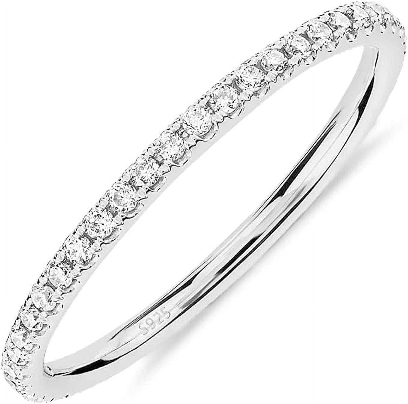 PAVOI Rhodium Plated 925 Sterling Silver Stackable CZ Ring | Mila ...