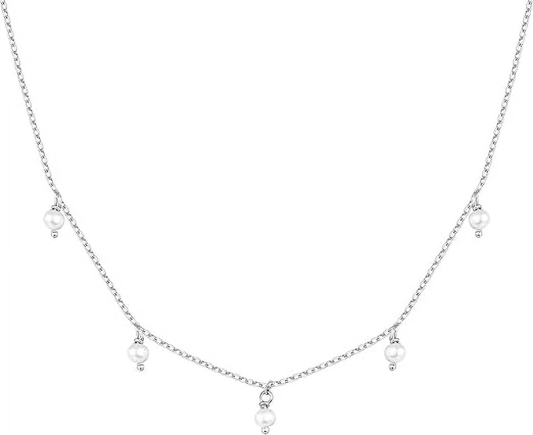 Pavoi 925 Sterling Silver Chain Necklace, Rhodium Plated, 3x3mm Shell ...
