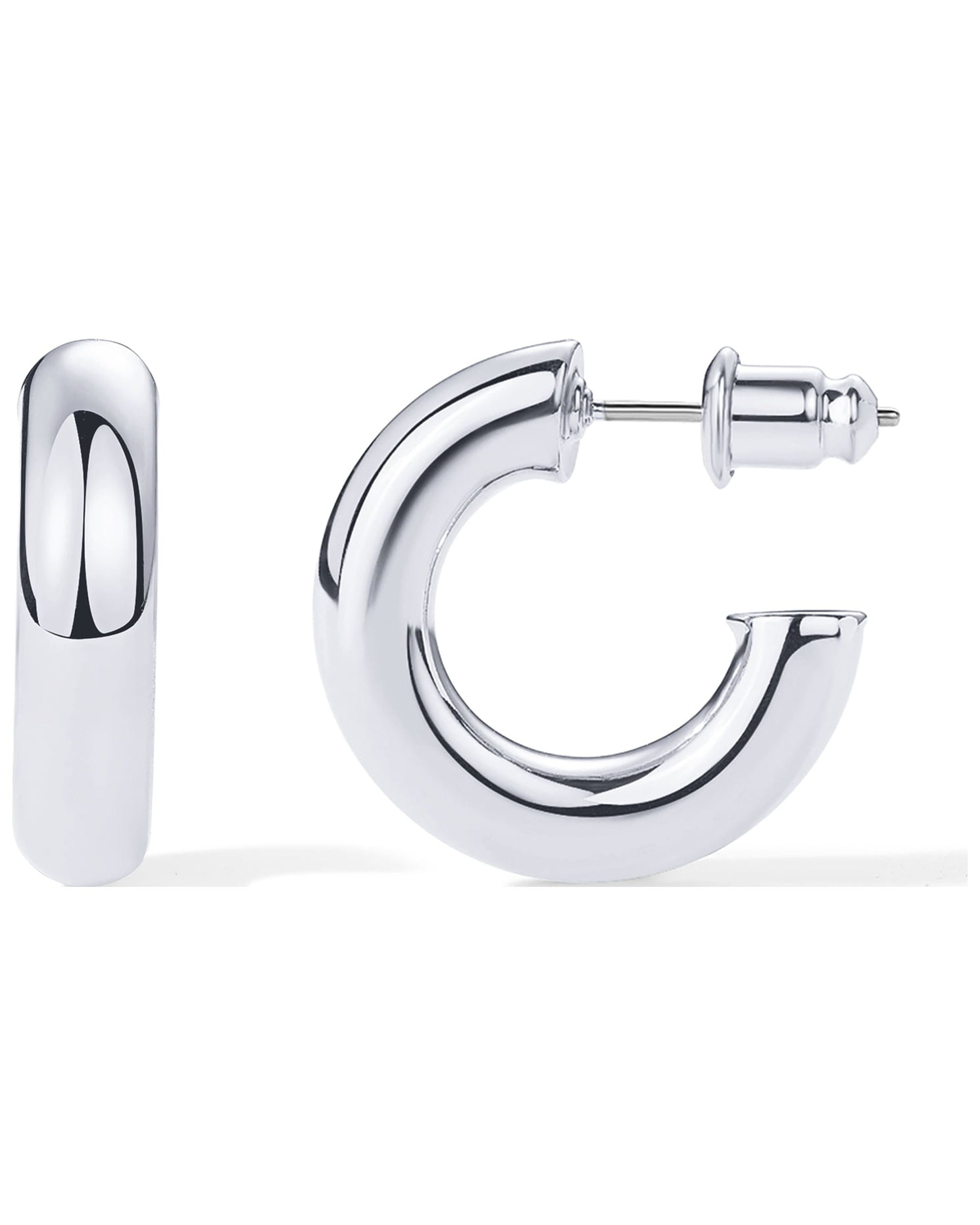 PAVOI Rhodium Plated Lightweight Chunky Open Hoops, 20mm Gold - Walmart.com