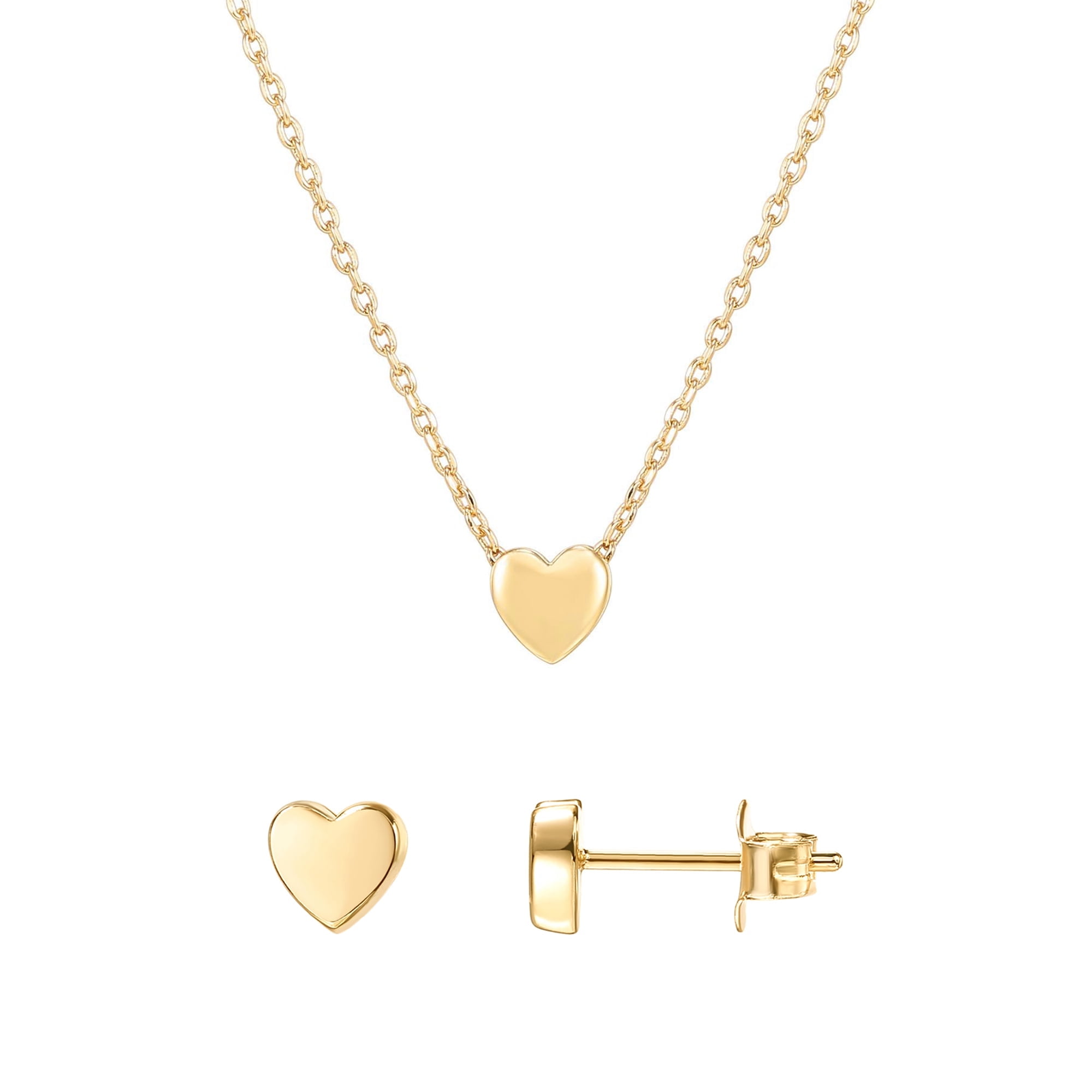 PAVOI Women's 14K Yellow Gold Flash Plated Heart Jewelry Set, 19 ...