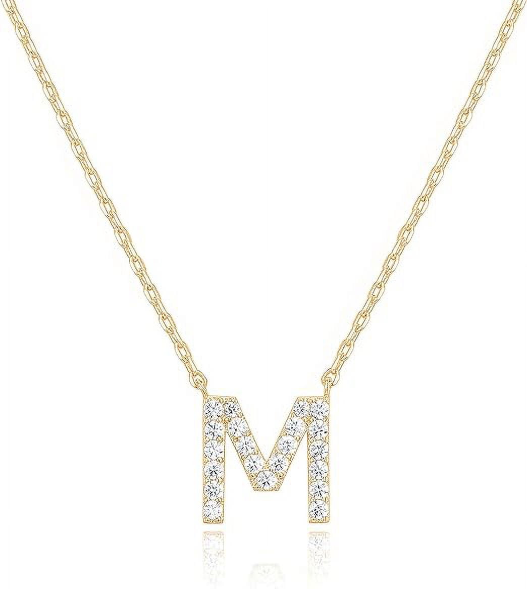 Pavoi 14K Gold Plated Cubic Zirconia Initial Necklace, Adjustable ...
