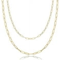PAVOI Womens 14K Gold Plated Yellow Gold Layered Paperclip Necklace ...
