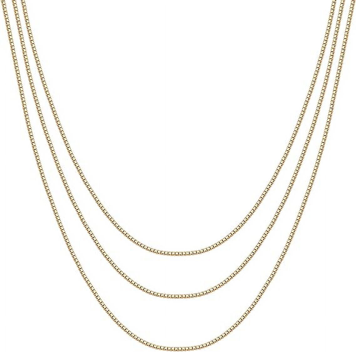 Pavoi Womens 14K Gold Plated Triple Chain Necklace, Yellow Gold ...