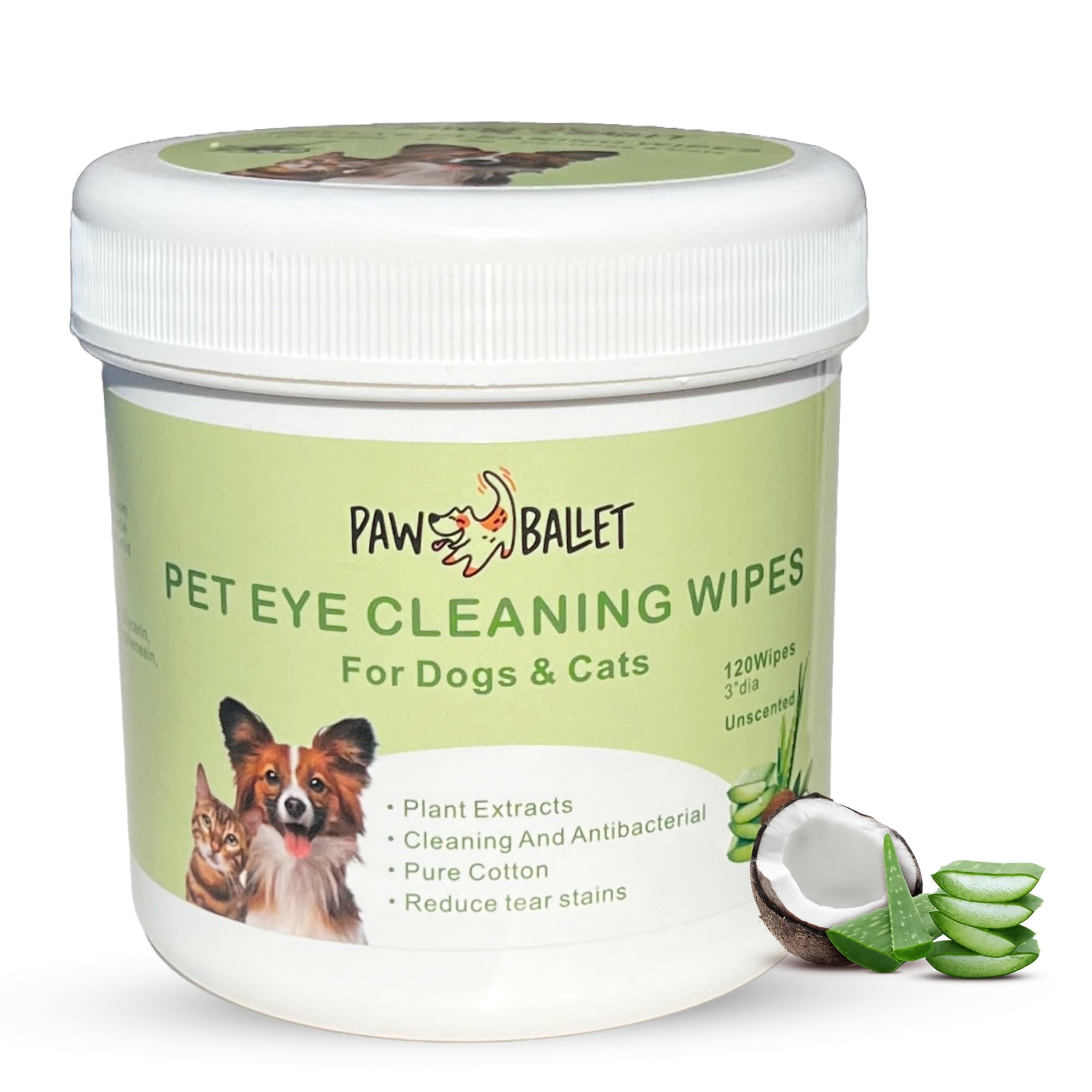 PAW BALLET Pet FEV6 Eye Wipes for Cats & Dogs - Tear Stains, Debris ...
