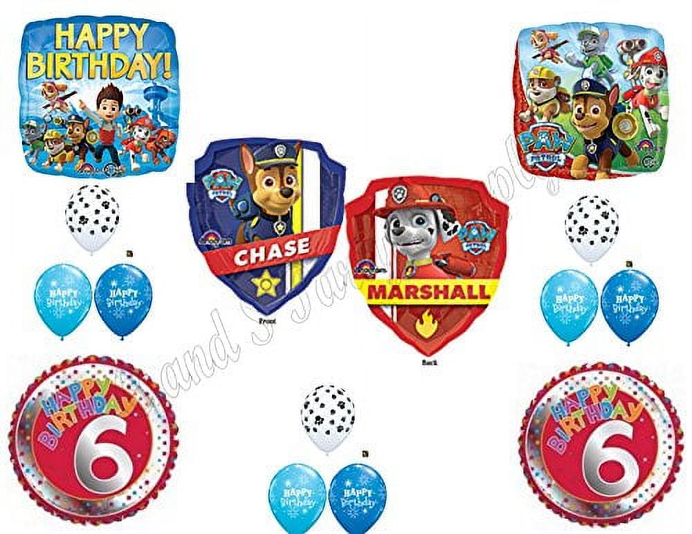 PAW PATROL 6th Birthday Balloons Decoration Supplies Party Chase ...