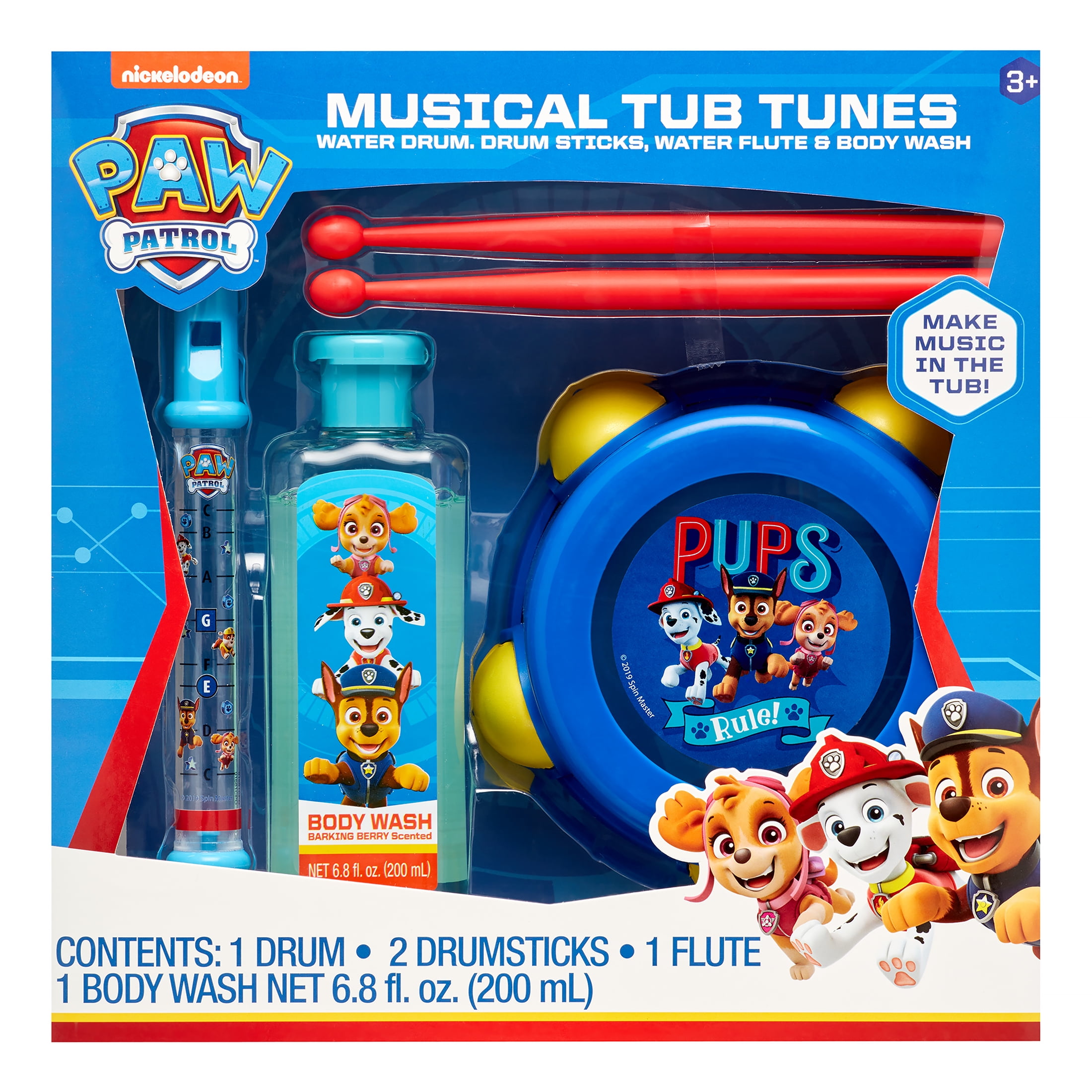 PAW Patrol 4-Piece Musical Tub Tunes Bath Set with Drum and Flute ...