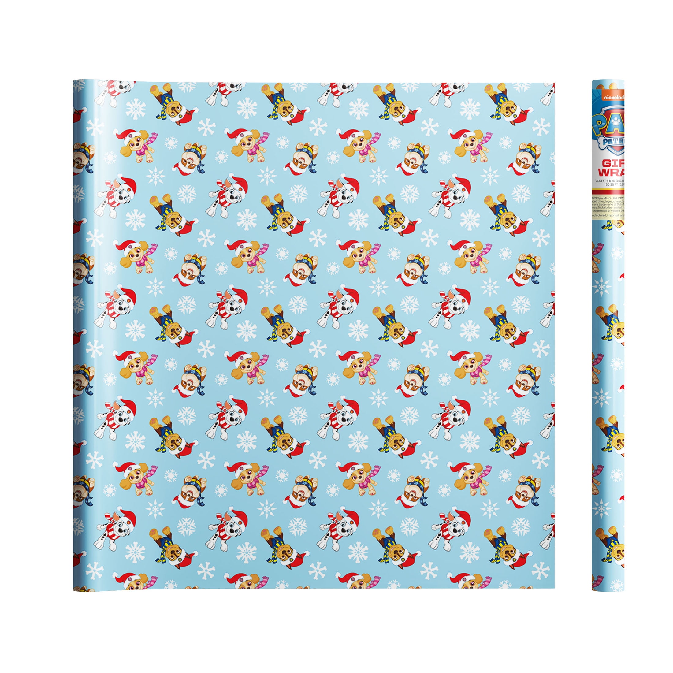 PAW Patrol Blue Wrapping Paper Roll with Themed Designs for Holidays ...