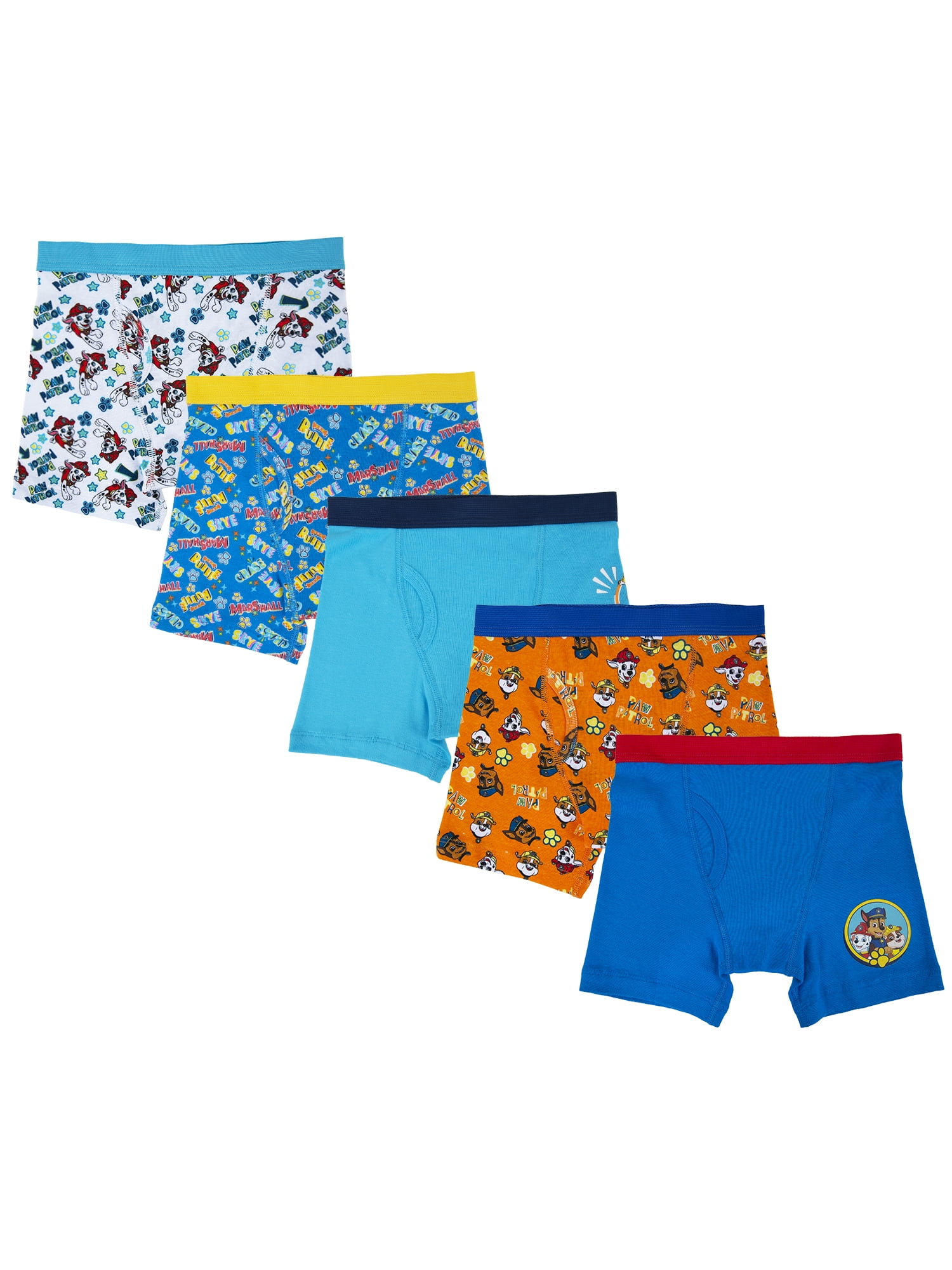 Paw Patrol Boys Underwear, 5 Pack Boxer Briefs, 100% Cotton, Sizes 4-6 ...