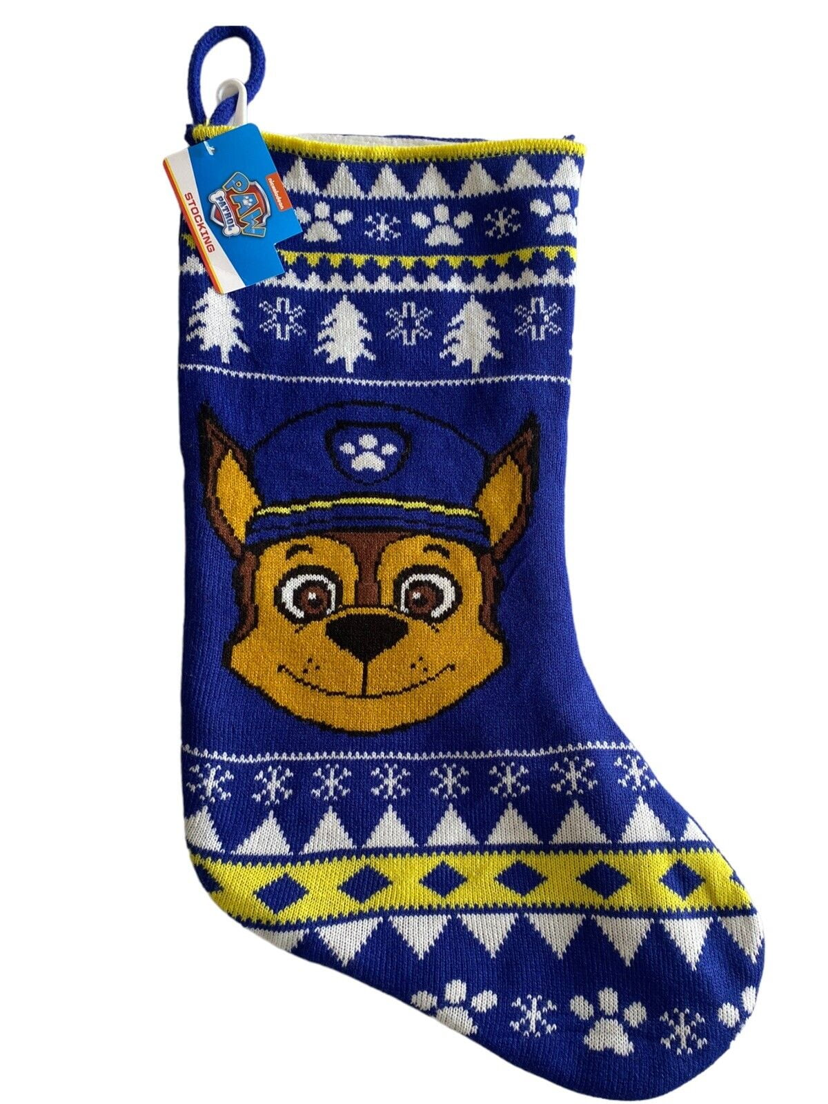 Paw Patrol Chase Knit Blue Christmas Stocking, 19 Inch, Kids Holiday ...