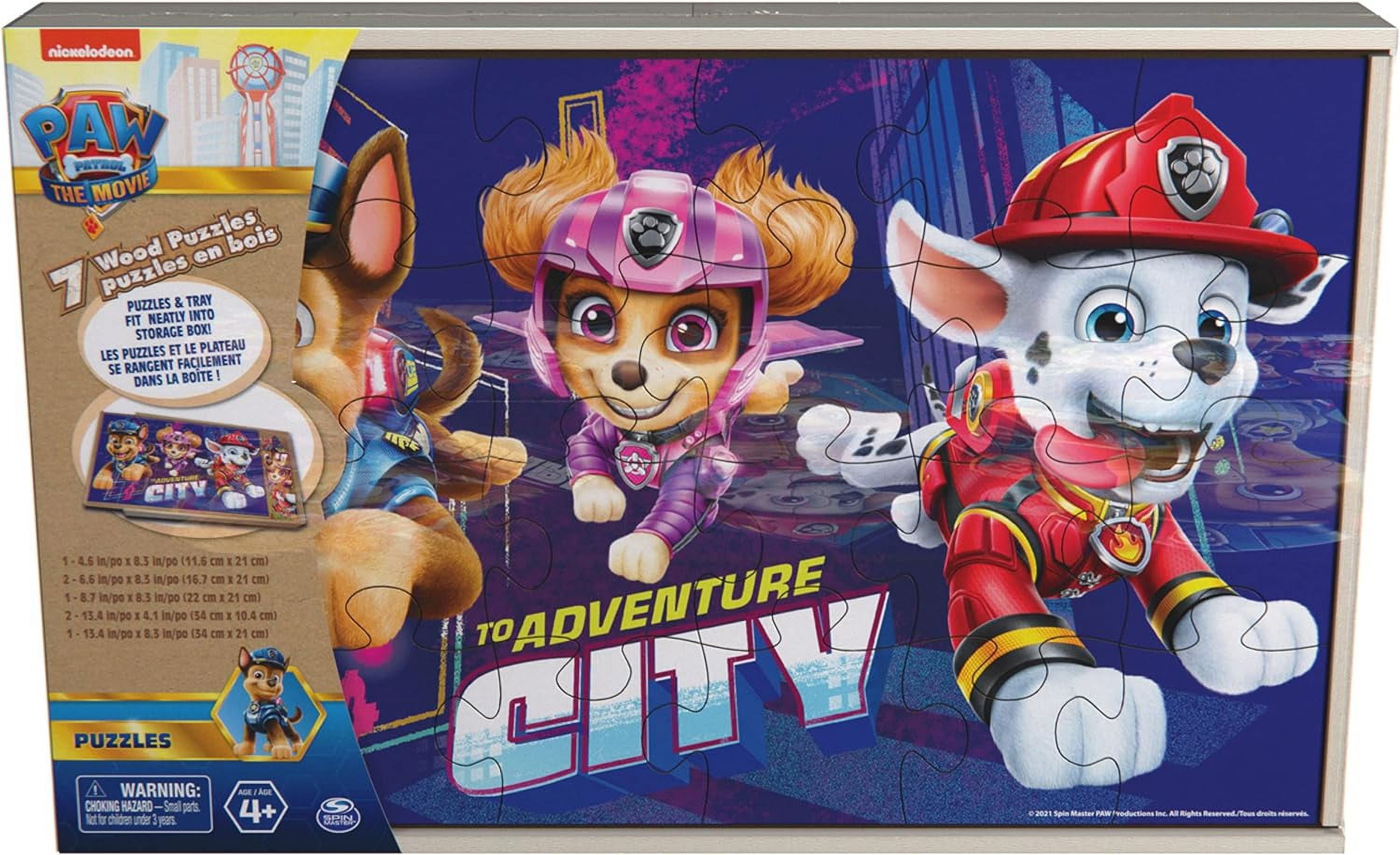 PAW Patrol Movie, 7 Wooden Puzzles with Tray, Chase, Skye, Marshall ...