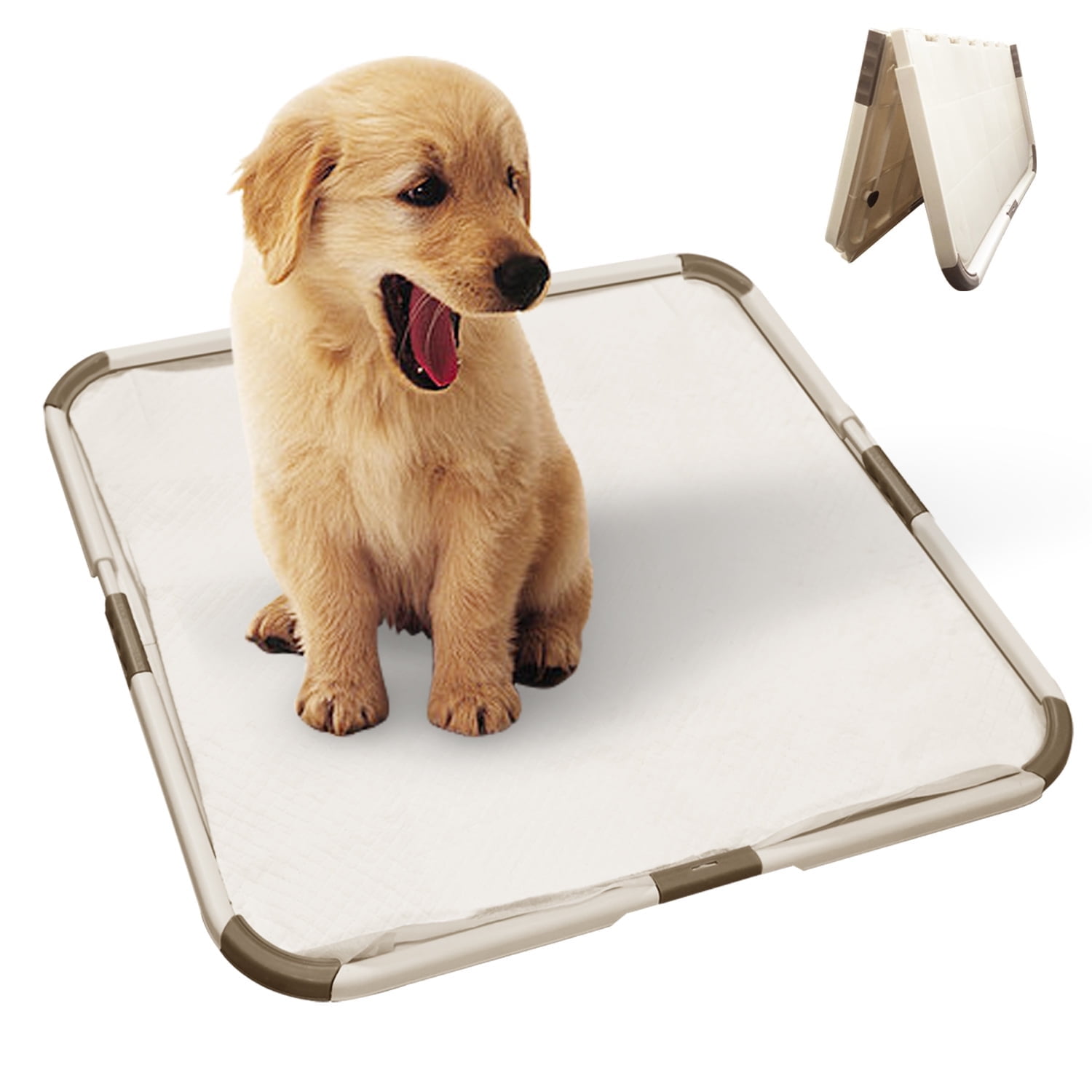 PAWISE Foldable Dog Pee Pad Holder，21"x 21" Dog Indoor Potty Training ...