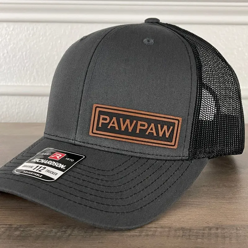 PAWPAW Side Leather Patch Hat Grandfather Grandpa Father's Day Gift ...