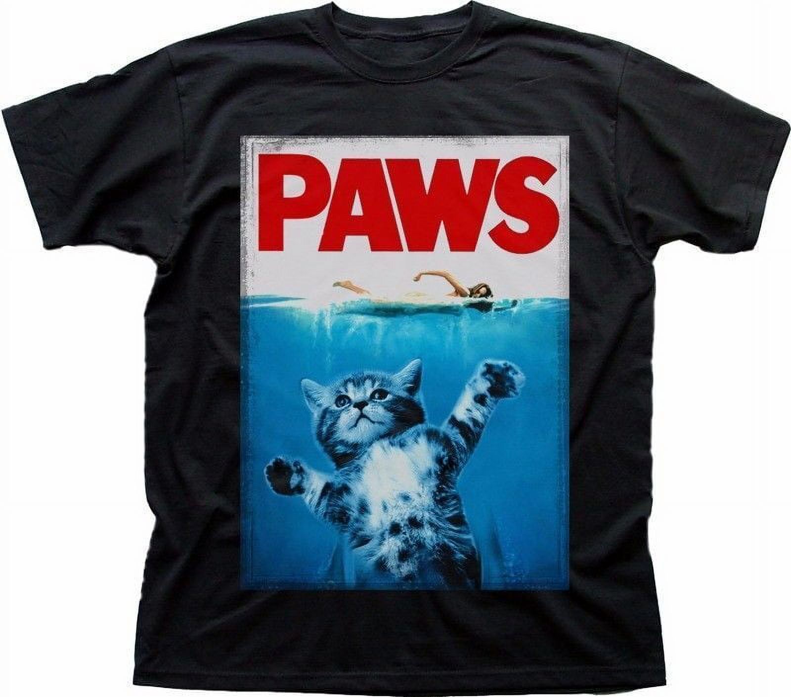 PAWS KITTEN JAWS poster parody Funny black printed t-shirt 9292 ...