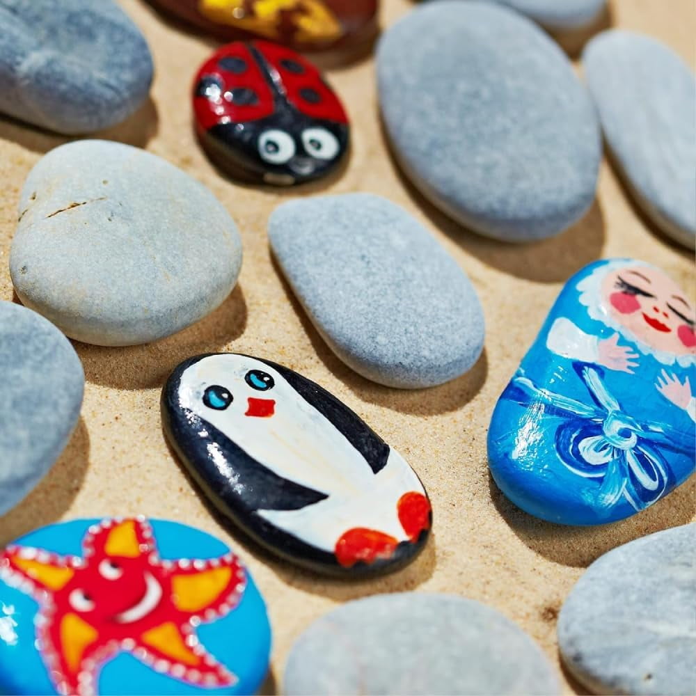 PAWTY 120 Large River Rocks for Painting - Stimulate Your Children’s ...