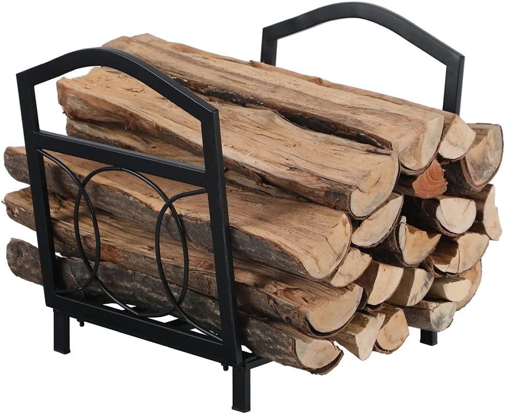 PAWTY 17 Inch Small Firewood Log Rack Indoor/Outdoor Steel Wood Storage ...