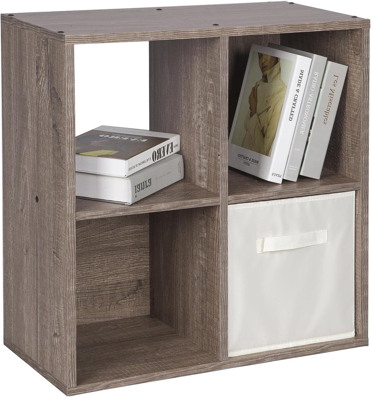 PAWTY 4-Cube Organizer Storage Bookcase Espresso Bookshelf Suit 11 Inch ...