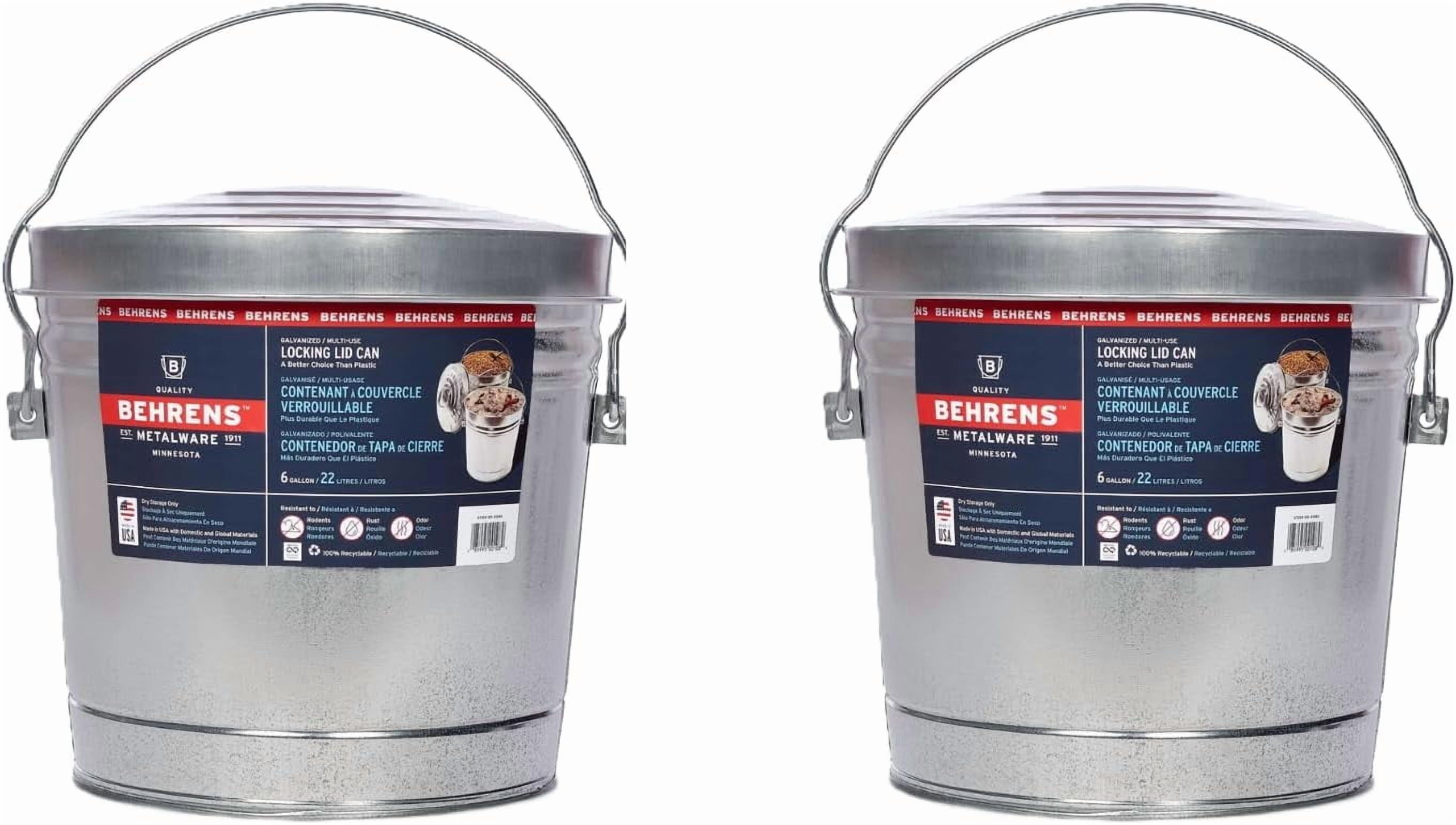 PAWTY 6 Gallon Galvanized Steel Storage Can or Waste Bin w/Locking Lid ...
