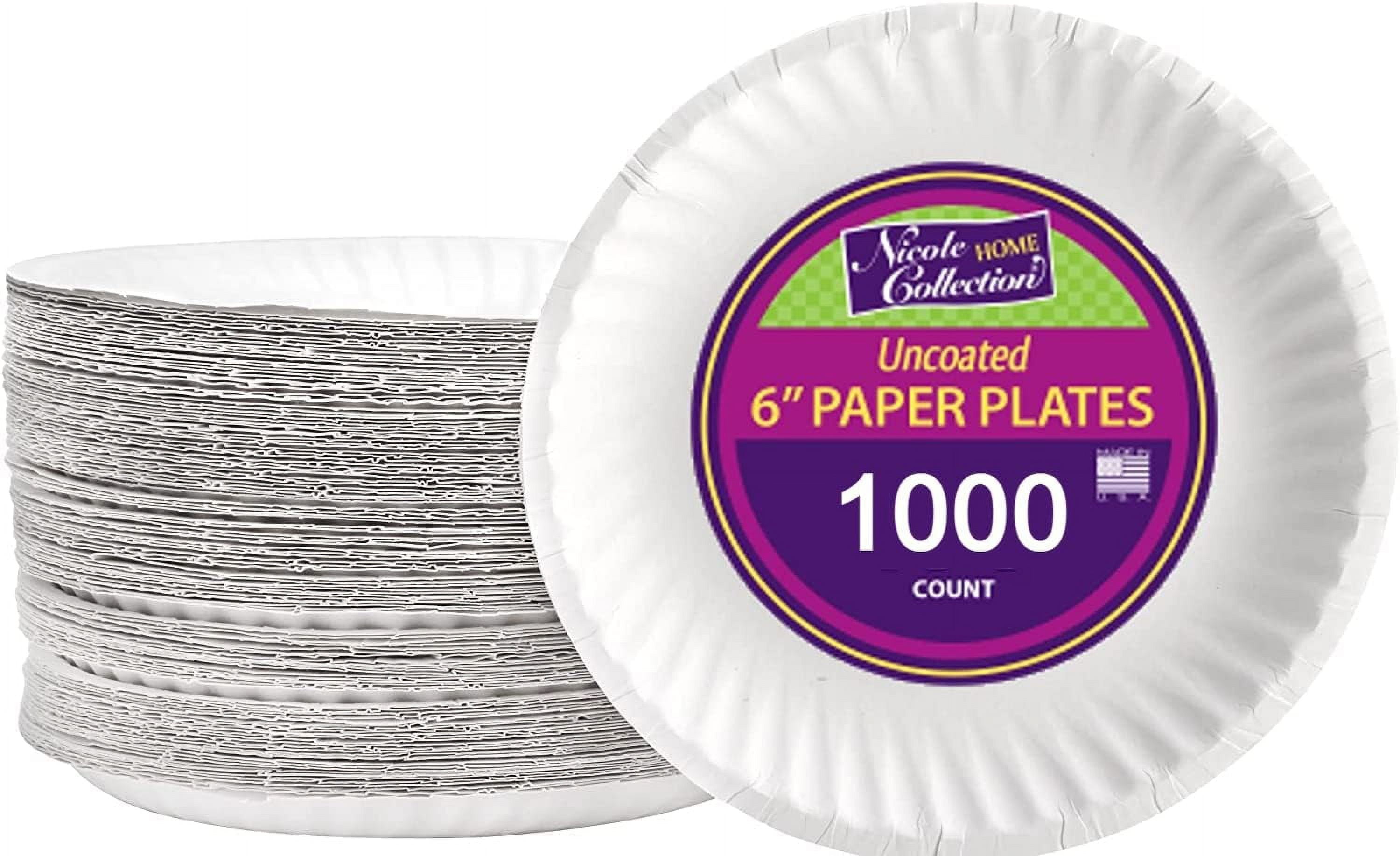 PAWTY 6-Inch Paper Plates Uncoated, Everyday Disposable Dessert Plates ...