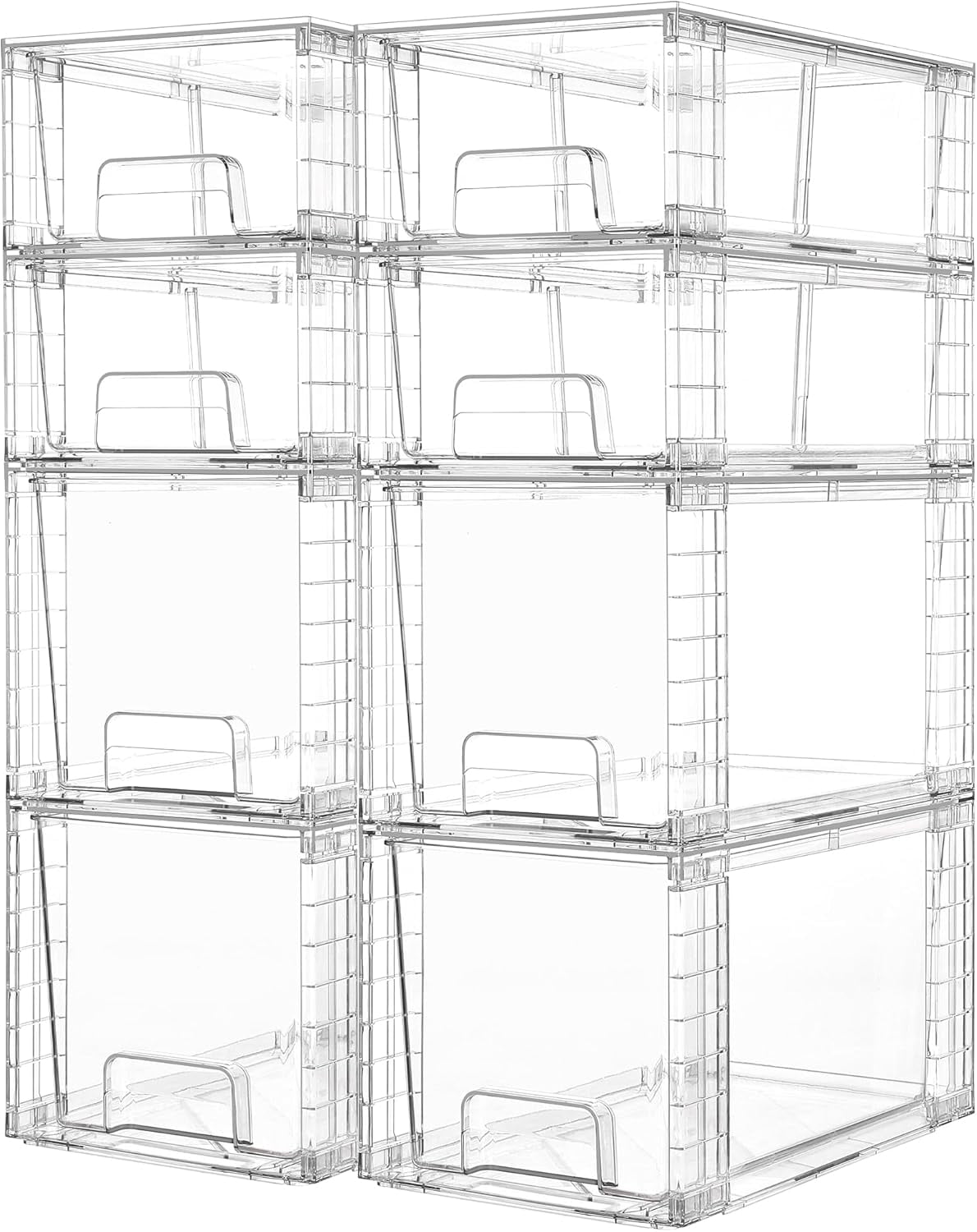 PAWTY 8 Pack Clear Stackable Storage Drawers,Easy to Assemble Bathroom ...