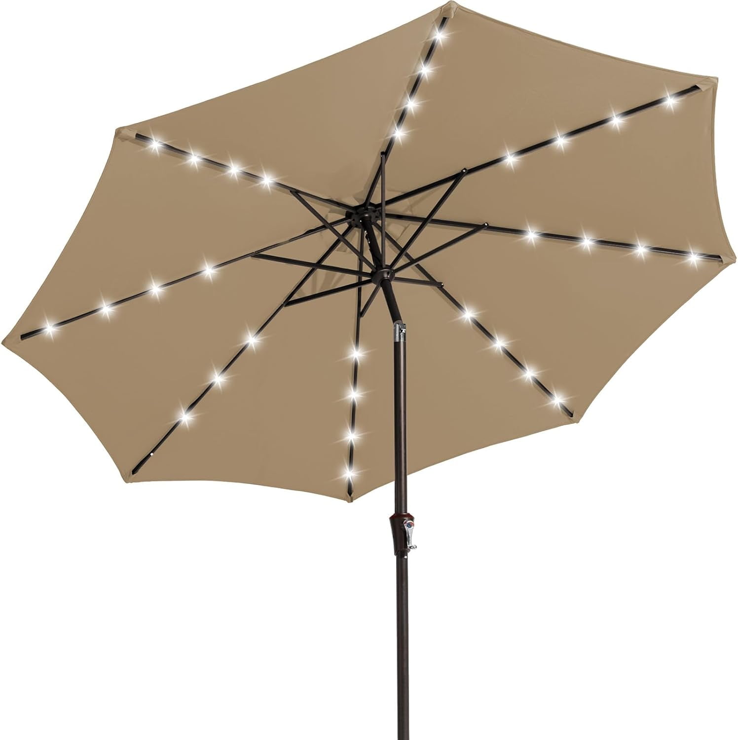 PAWTY 9FT Outdoor Patio Umbrella with Solar Lights, LED Lighted Pool ...