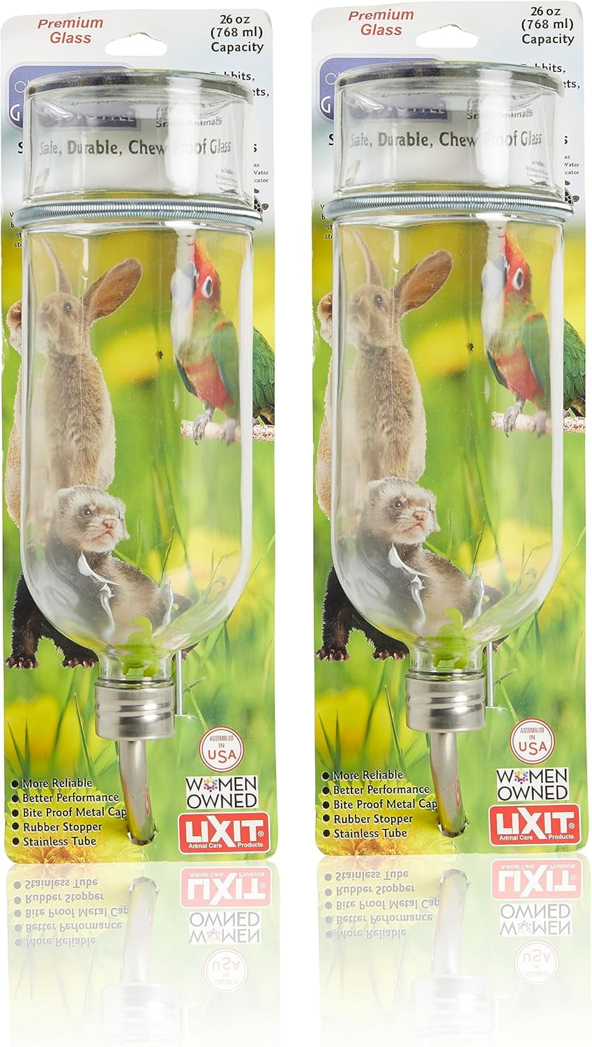 PAWTY Chew Proof Flat Sided Water Bottles for Rabbits, Ferrets, Rats ...
