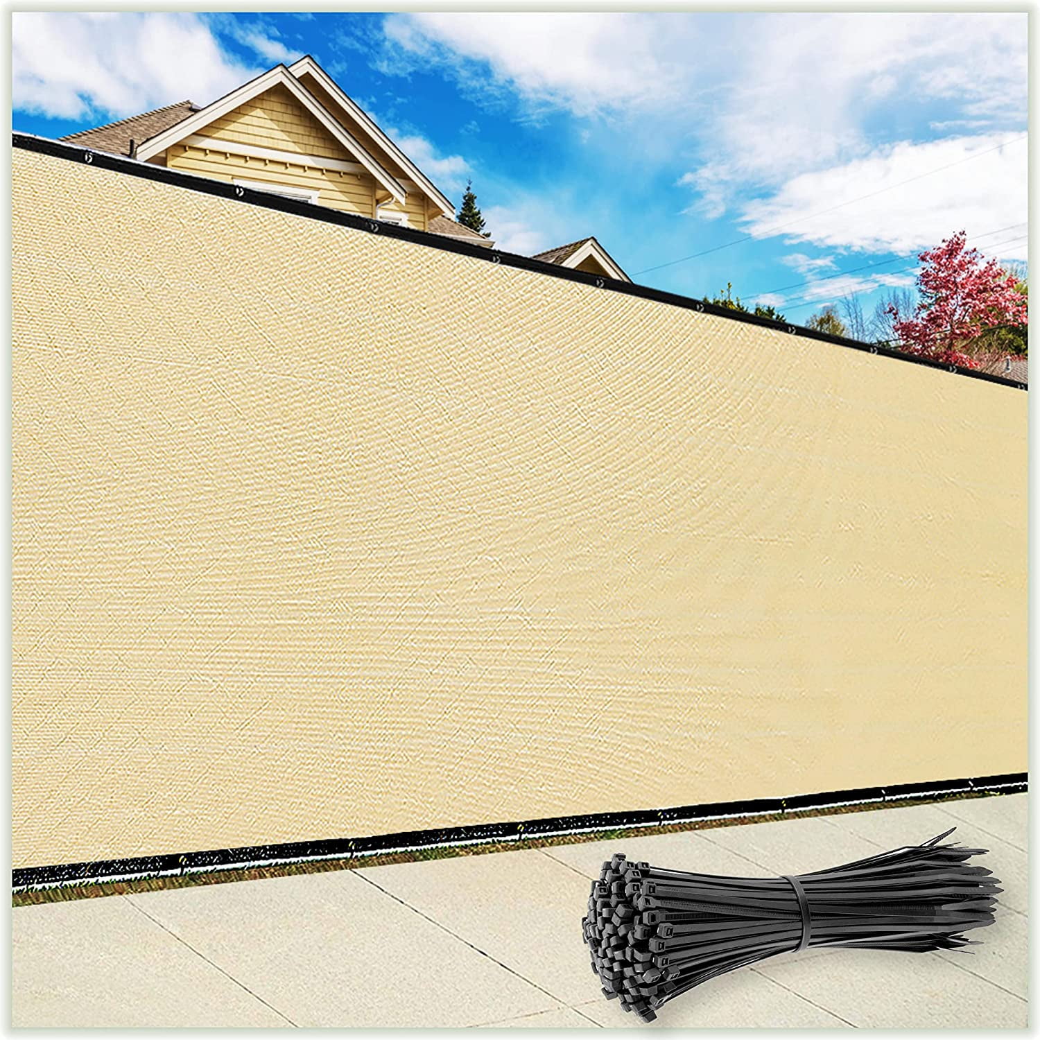 PAWTY Customized Size Fence Screen Privacy Screen Beige 5' x 48 ...