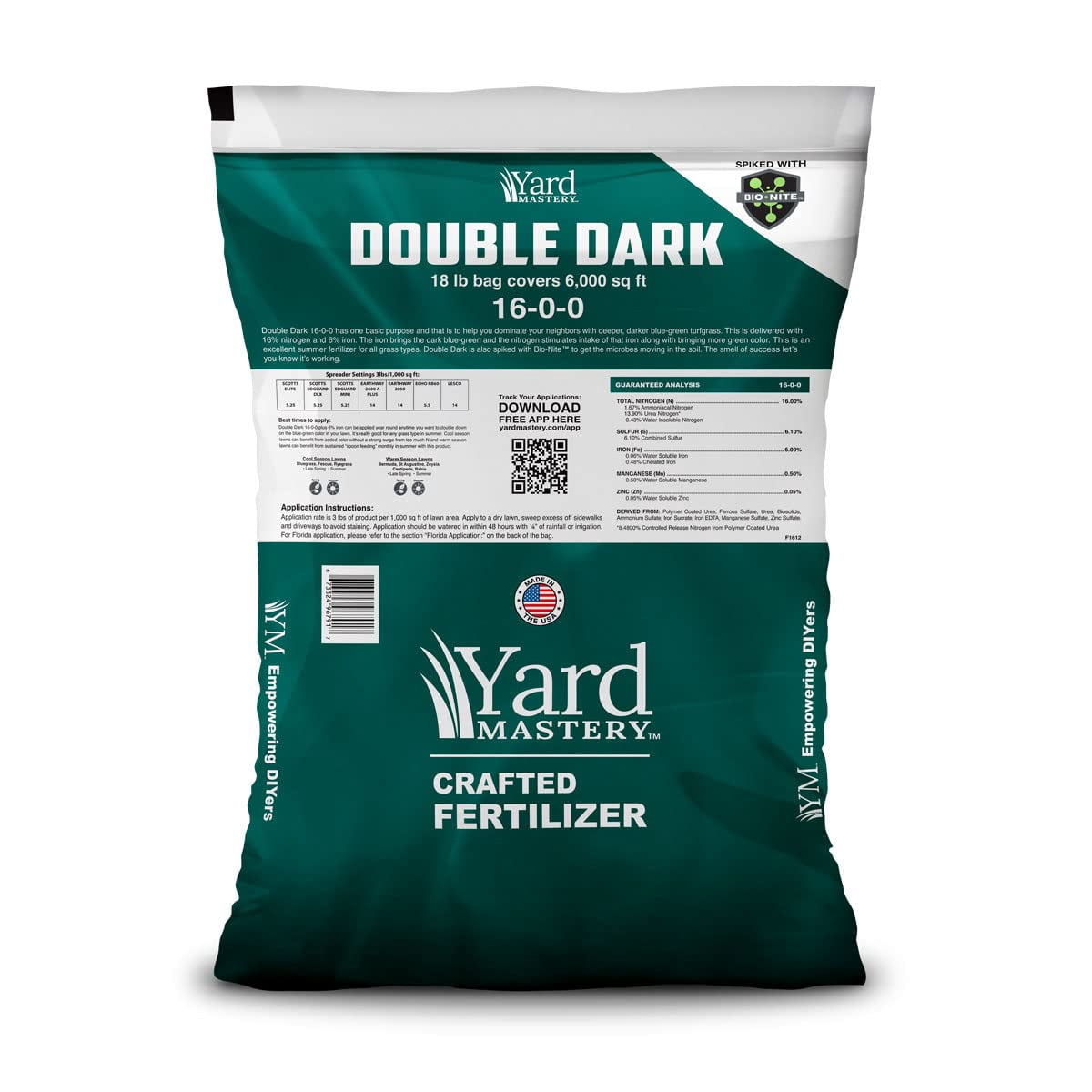 PAWTY Double Dark 16-0-0 Granular Lawn Fertilizer with 6% Iron and Bio ...