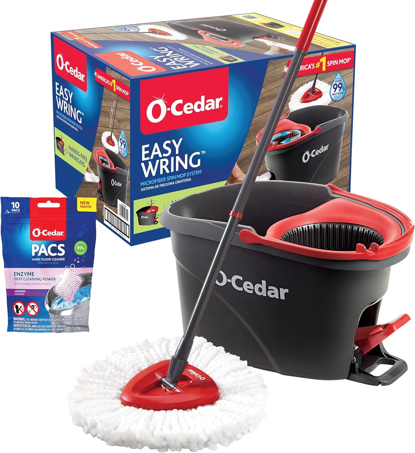 PAWTY EasyWring Microfiber Spin Mop and Bucket Cleaning System ...