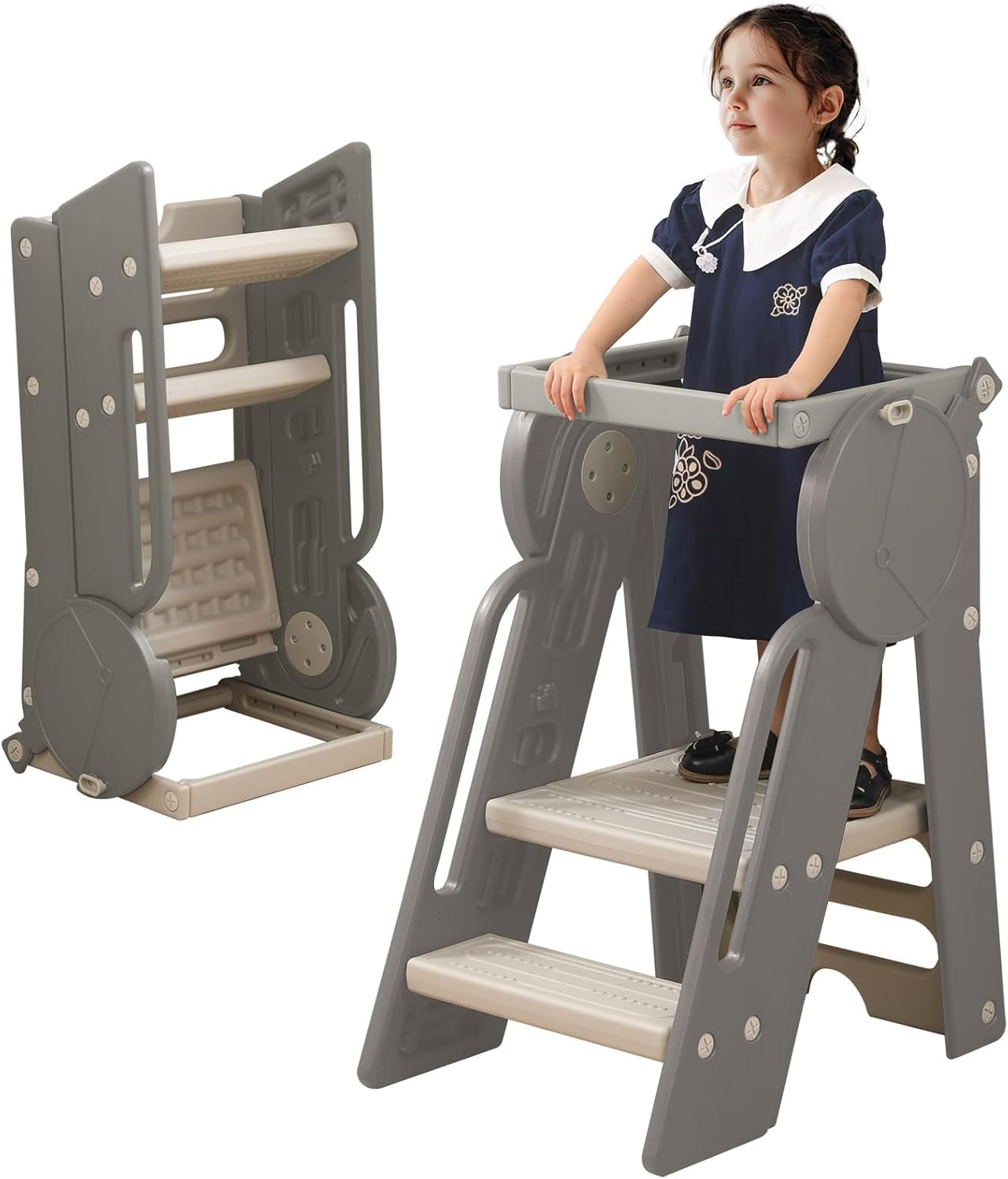 PAWTY® Kids Toddler Tower & Ladder, Kitchen Step Stool, Toddler Months ...