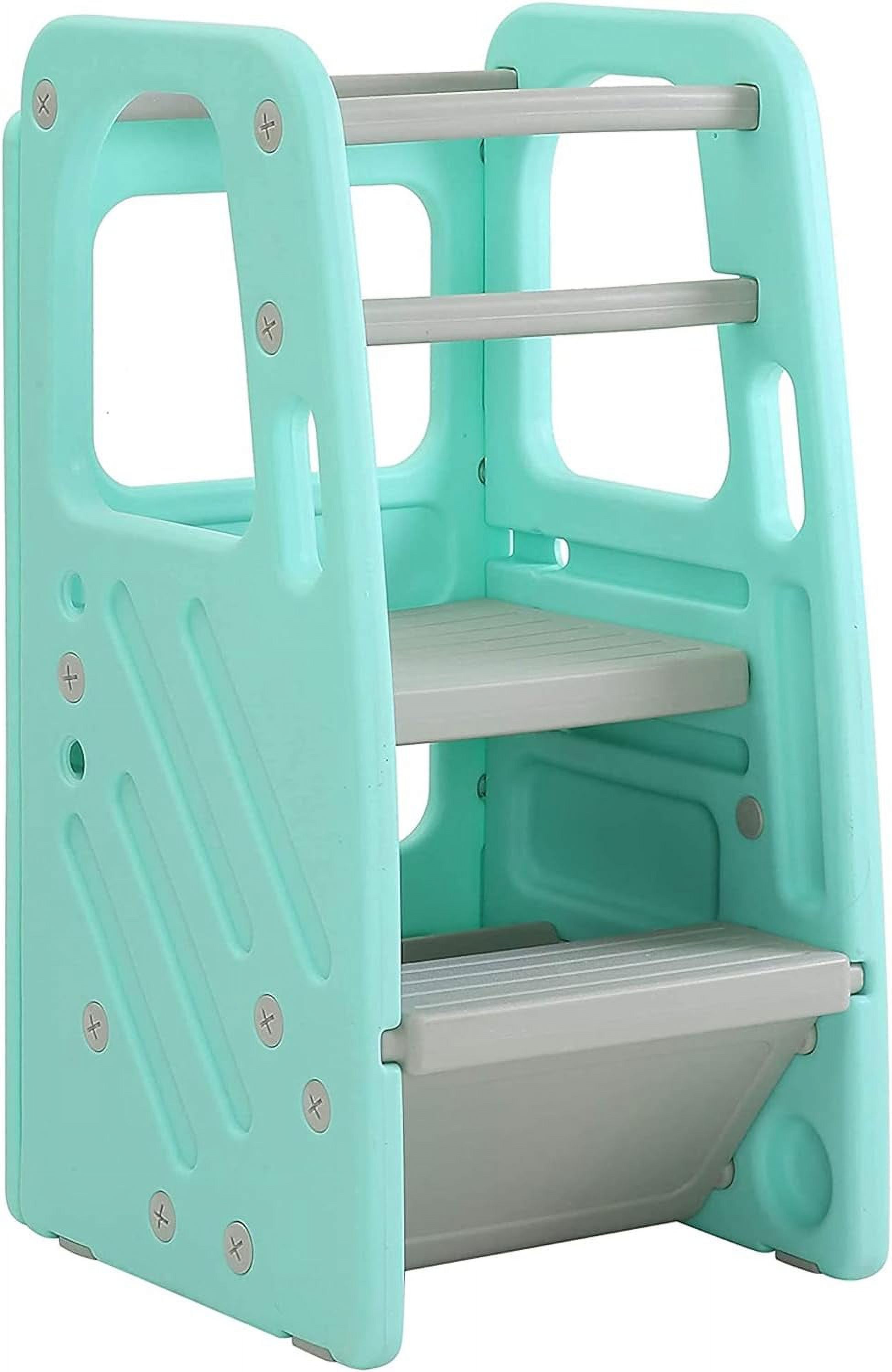 PAWTY PLT01GN Children's Plastic Learning Step Stool with 3 Adjustable ...