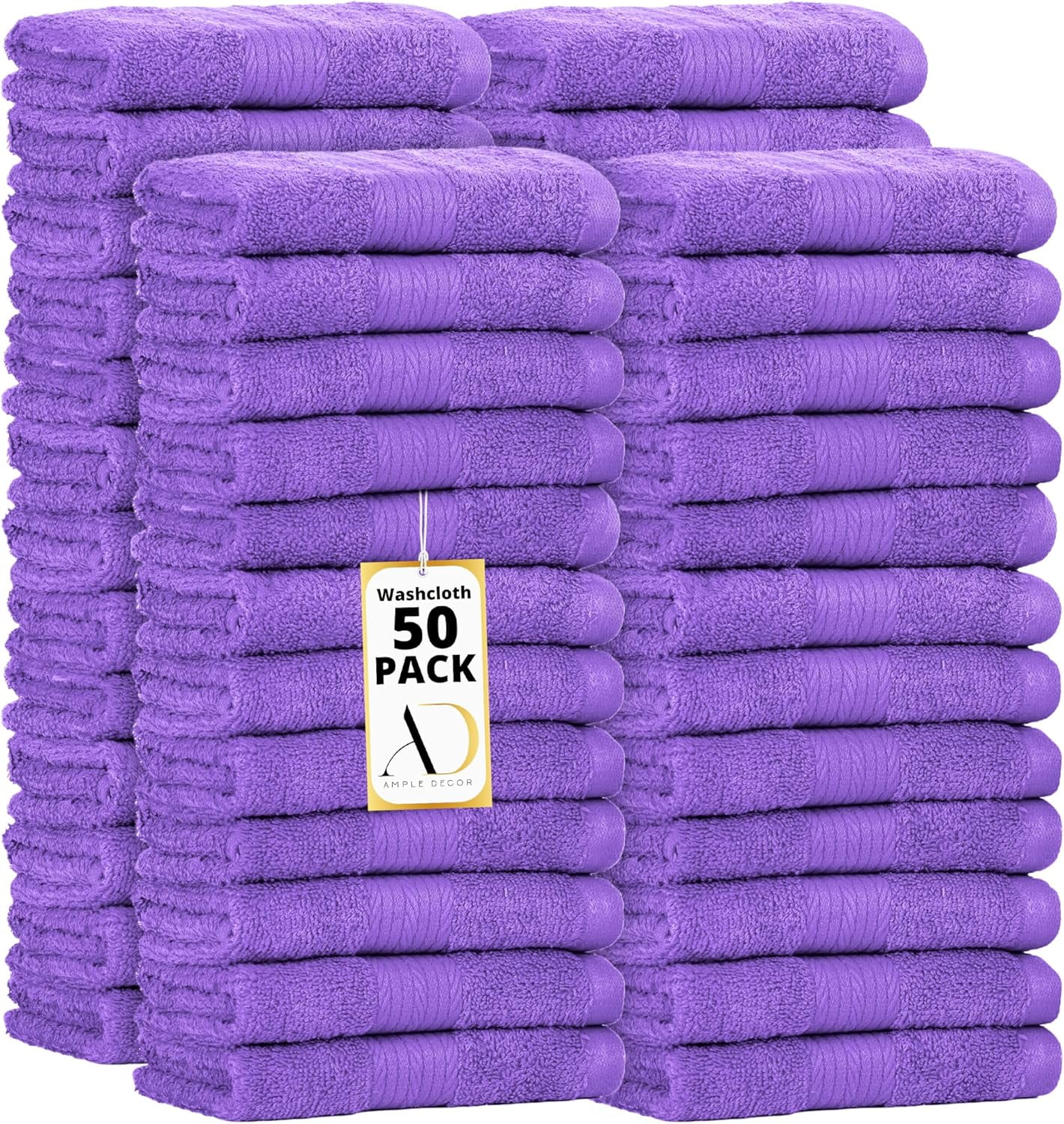 PAWTY Pack of 50 Wash Cloths 12 X 12 Inch 100% Cotton 600 GSM, Soft ...
