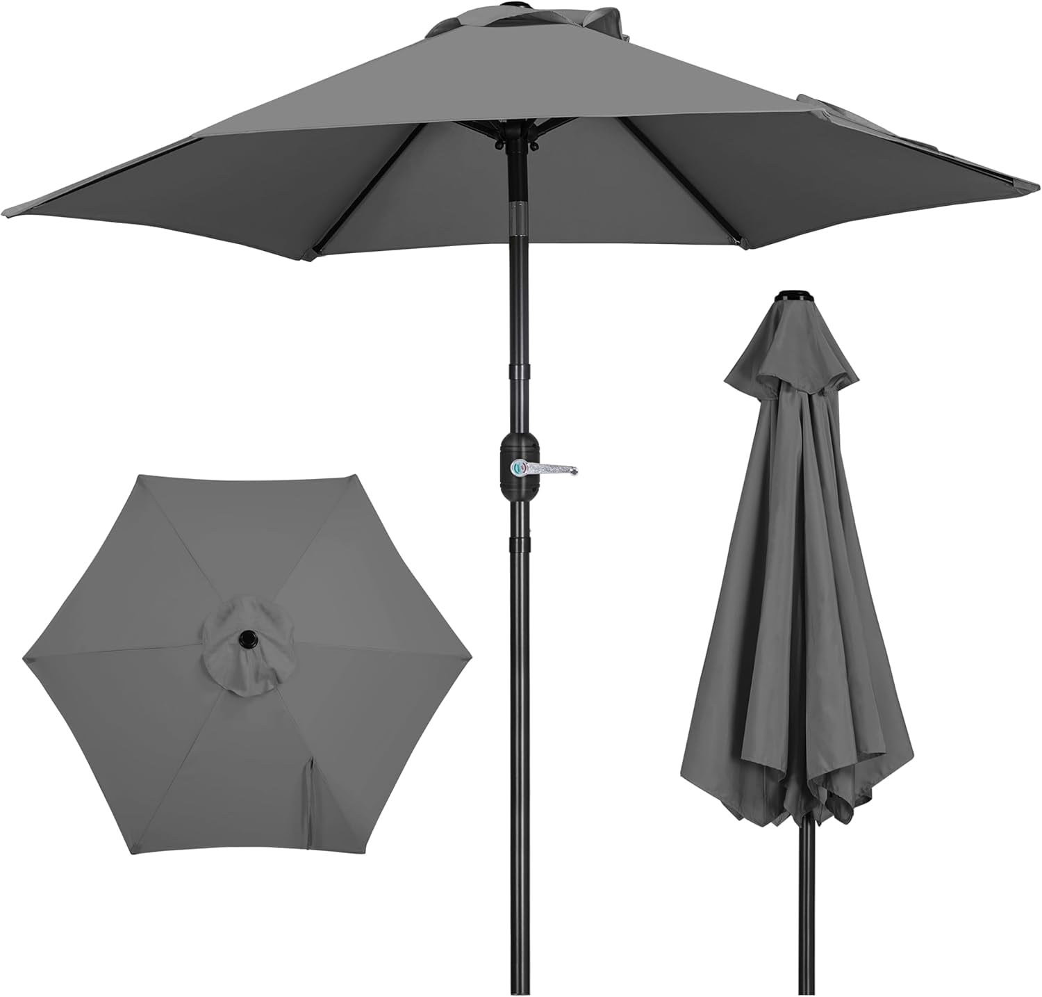 PAWTY Patio Umbrella, 7.5FT Outdoor Table Market Umbrella with Push ...