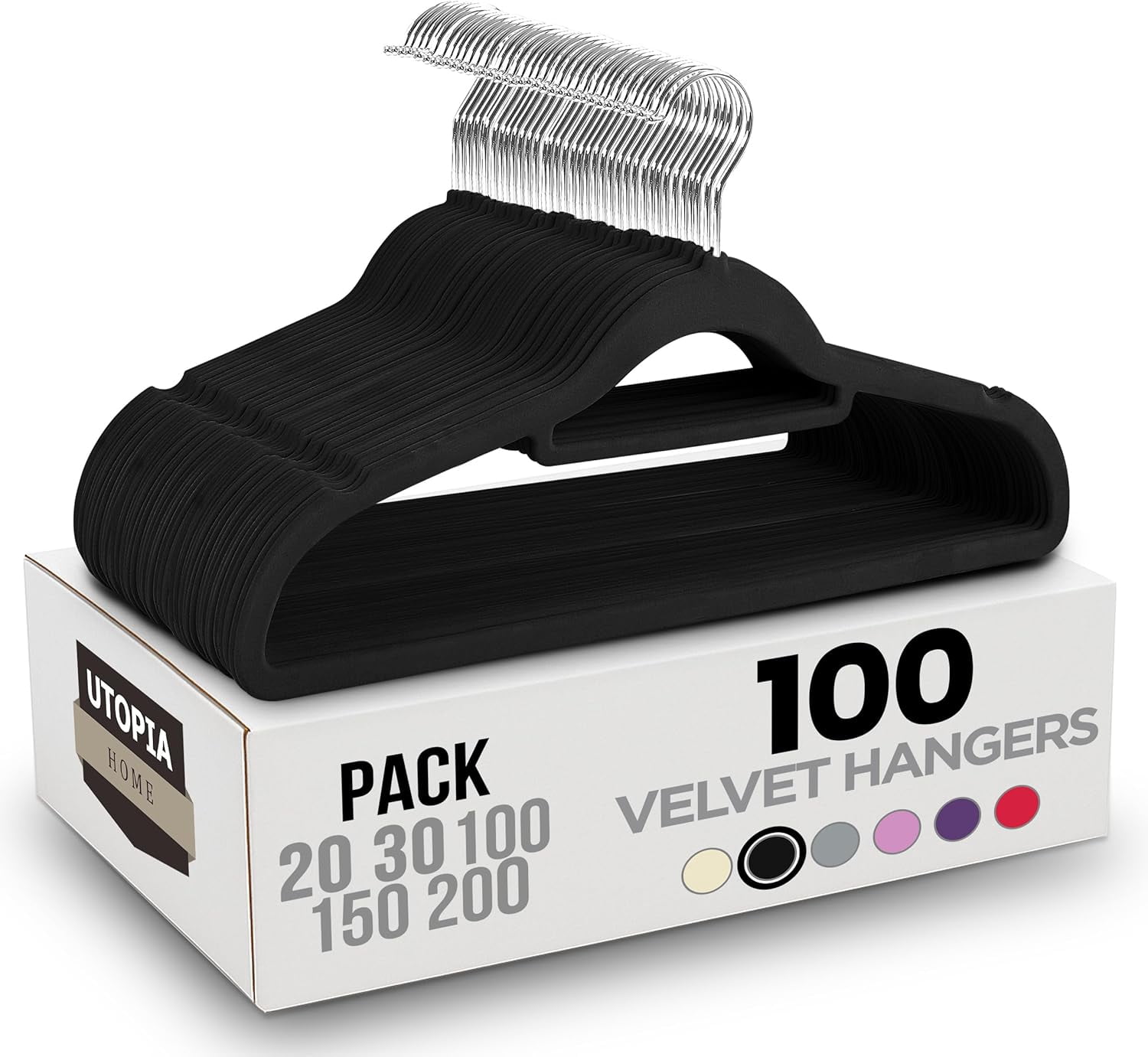 PAWTY Premium Velvet Hangers 100 Pack - Non-Slip Clothes with Tie Bar ...