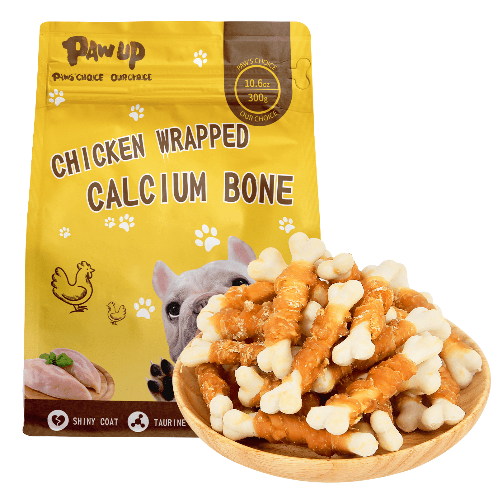 PAWUP Natural Chicken Wrapped Calcium Bone, Rawhide Free, High-Protein, Low-Fat Dog Chews ...