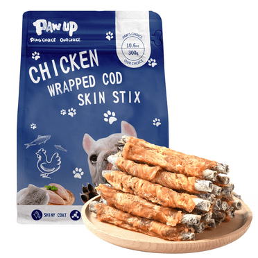 Pawmate Omega3 Cod Twist Dog Chews, Chicken Wrapped Cod Fish Skin Stick ...