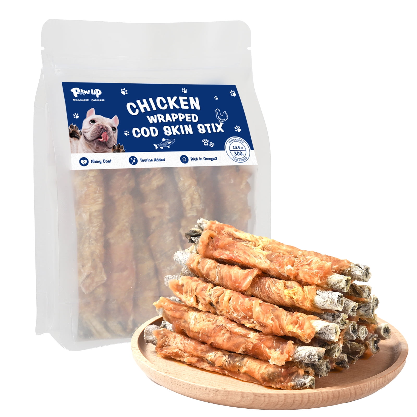 PAWUP High-Protein Chicken & Cod Skin Dog Treats, Taurine Enriched ...