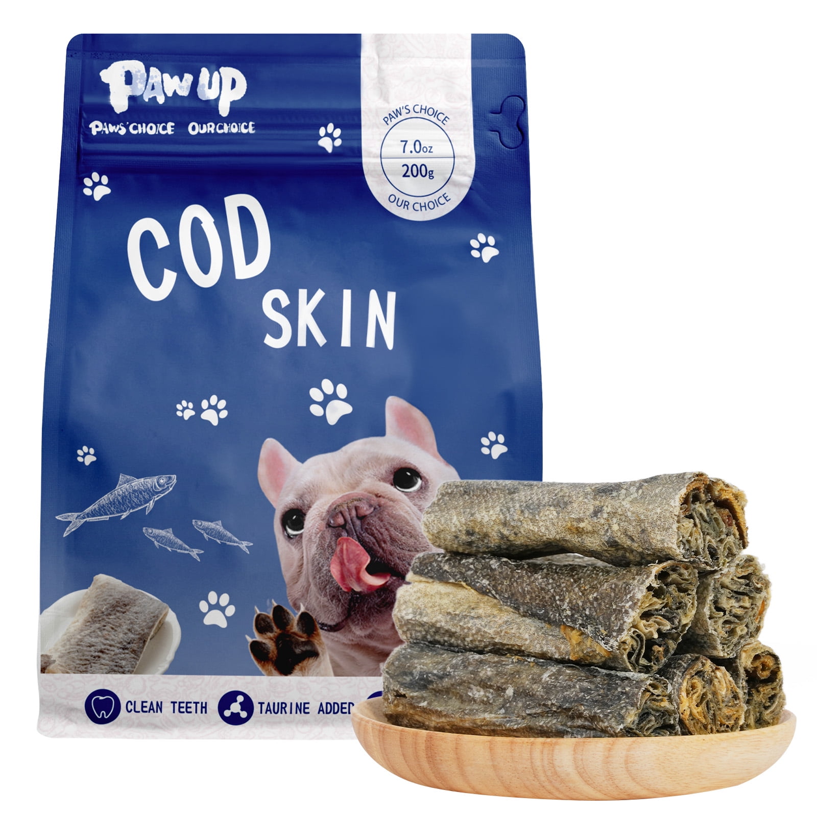 PAWUP Healthy Cod Skin Dog Treat, Single Ingredient Natural Chews, 7oz ...