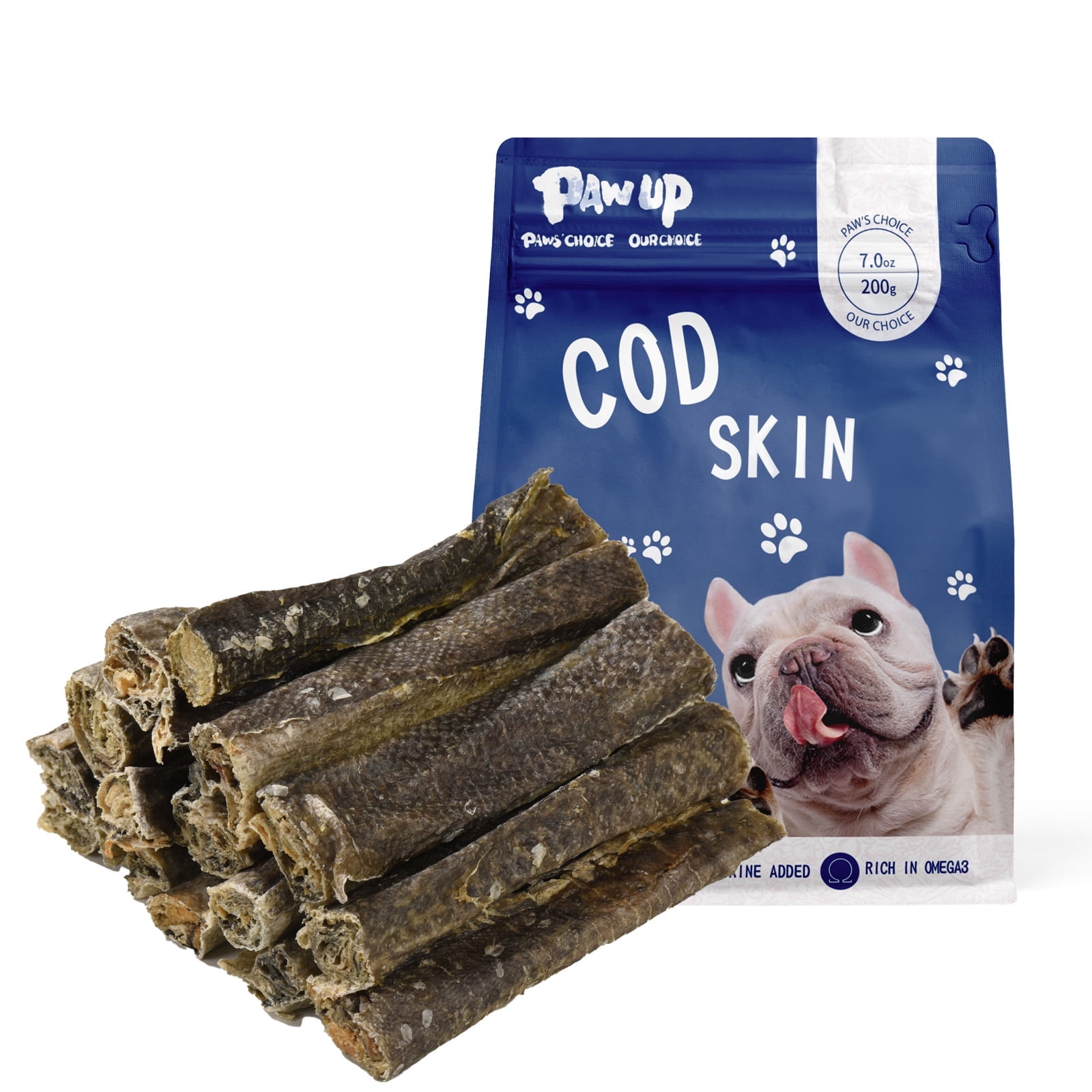 PAWUP Cod Skin Dog Treat, Fish Skins Rolls, Natural Dog Chews 7oz ...