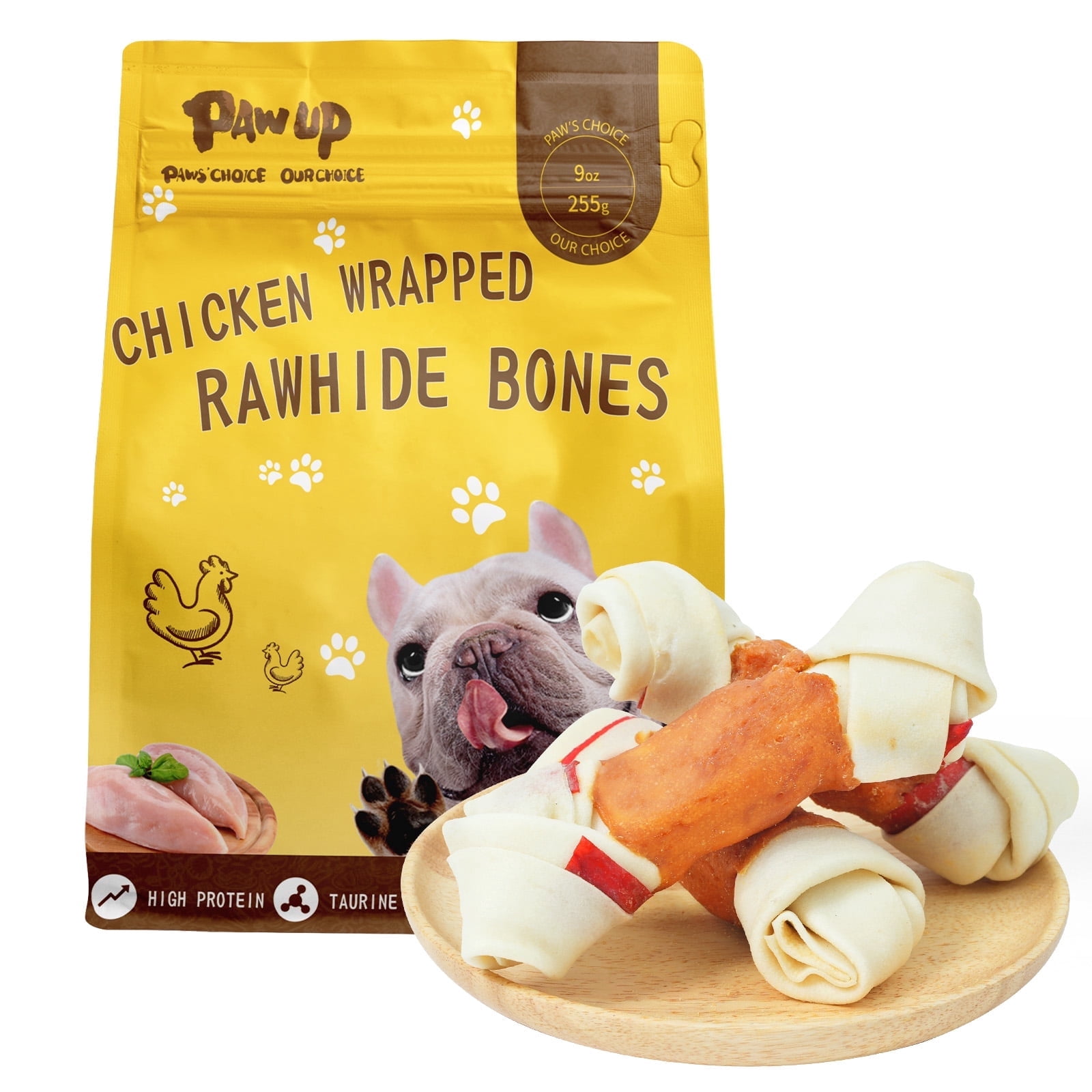 PAWUP Dog Treats Rawhide Bones with Chicken, Long-Lasting Chews for ...