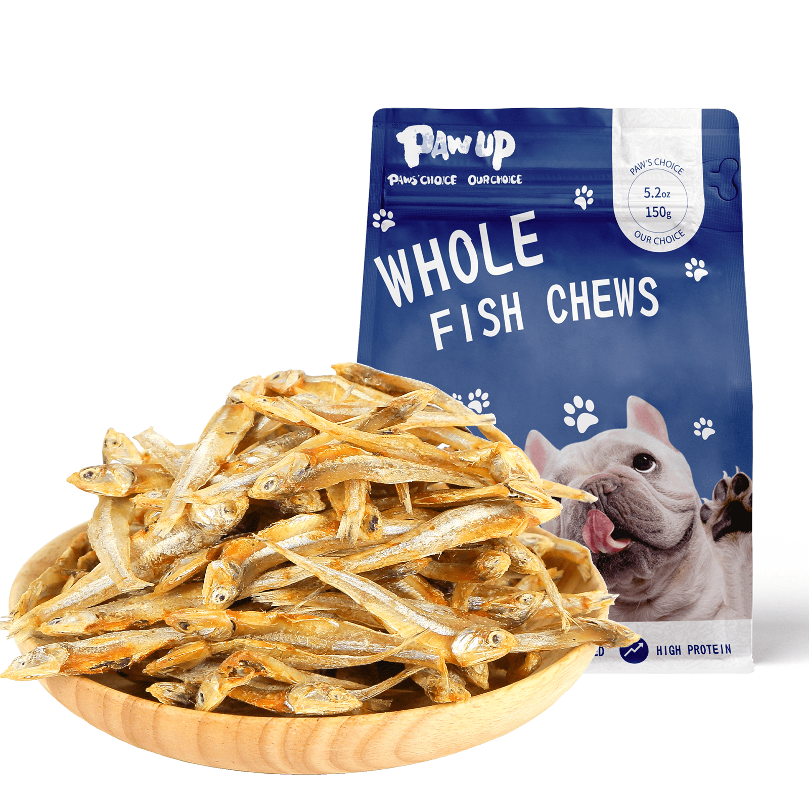 PAWUP Whole Fish Dog Treats, Wild-Caught Small Fish Treat Chews, Rich ...