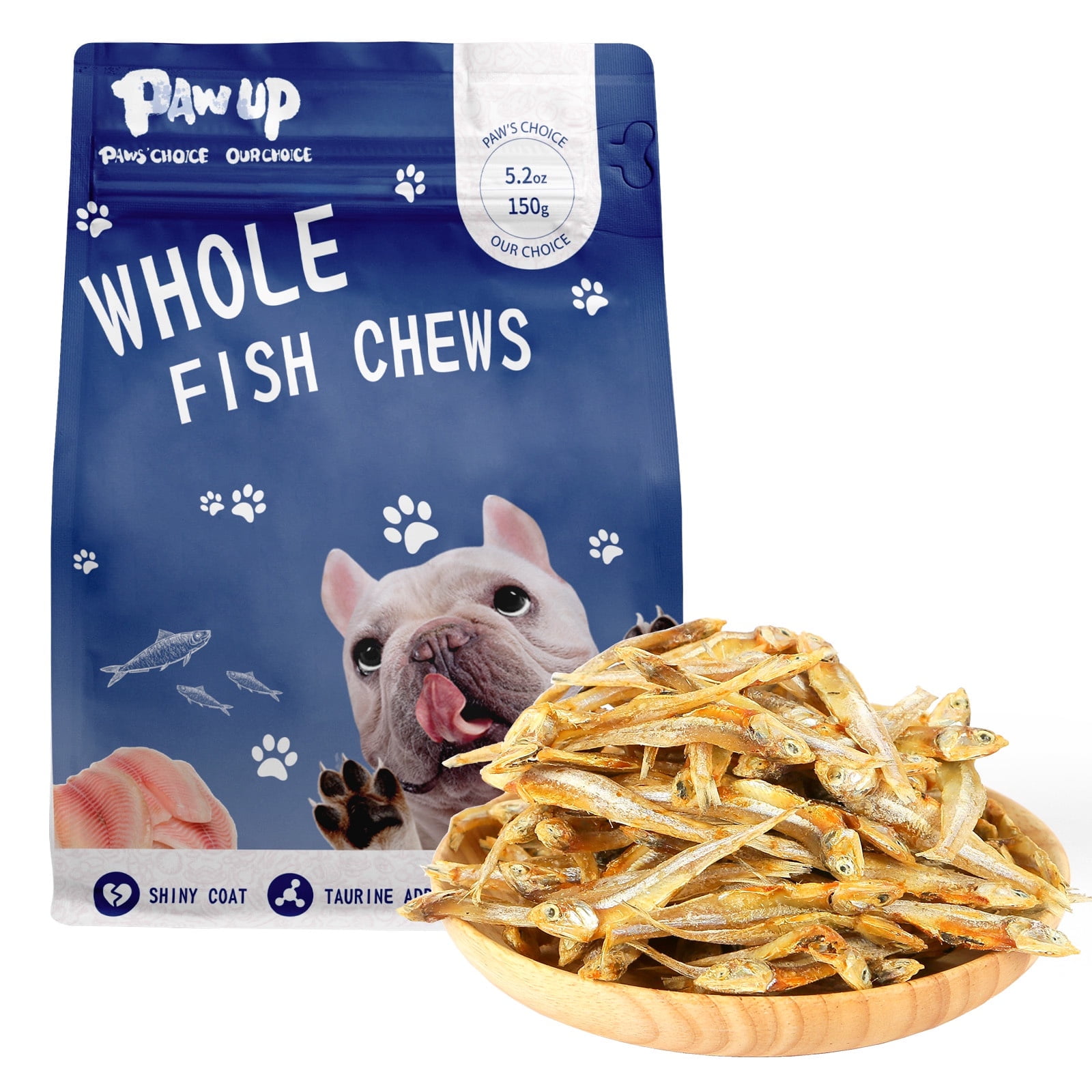 PAWUP Whole Fish Dog Treats, Wild-Caught Small Fish Treat Chews, Rich ...