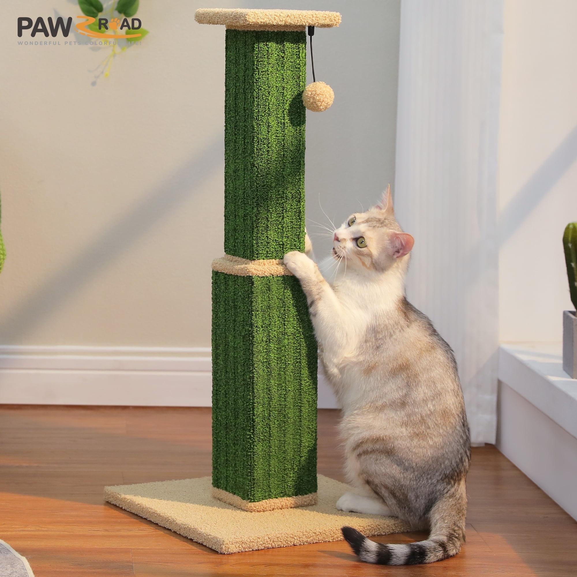 PAWZ Road 31" Cat Scratching Post Indoor Cat Scratcher with Plush Large ...