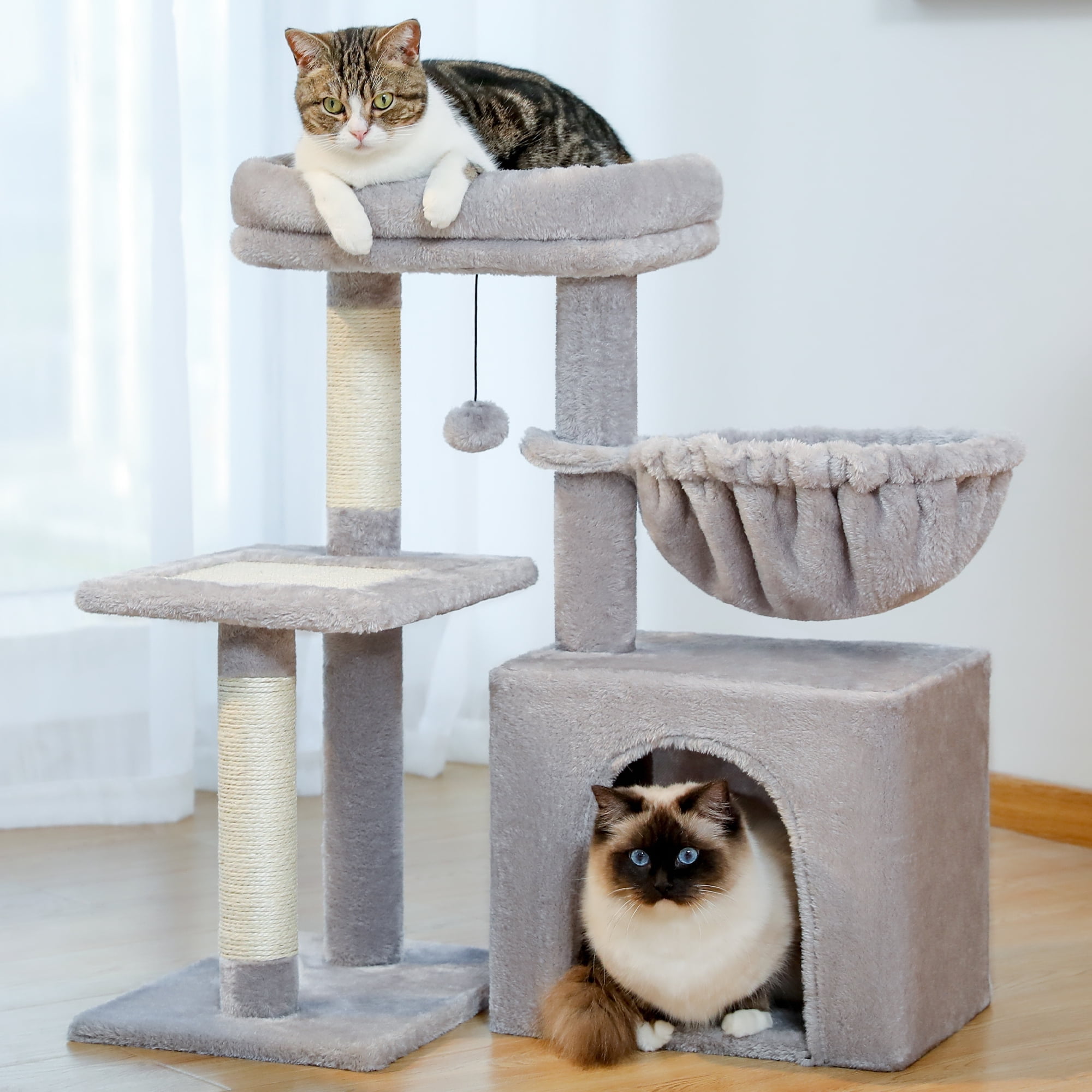 PAWZ Road 28" Small Cat Tree Tower Cat Condo with Perch Cat Scratching ...