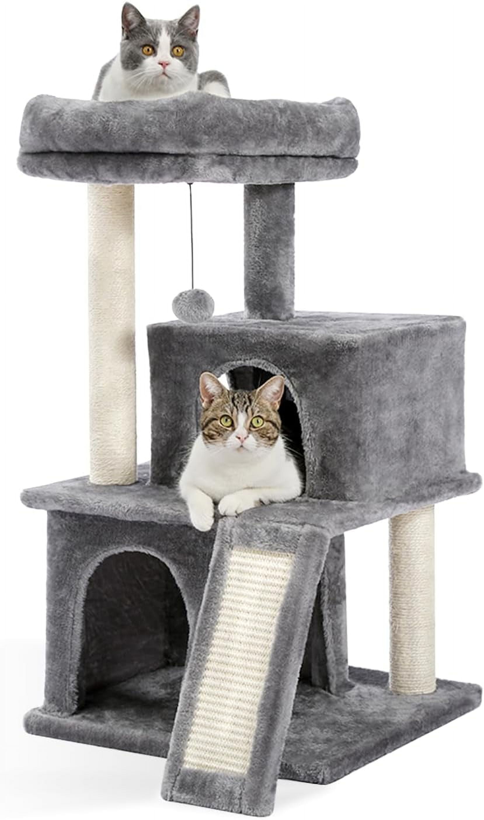 PAWZ Road 34 Inches Cat Tree Multilevel Cat Tower with Double Condos ...