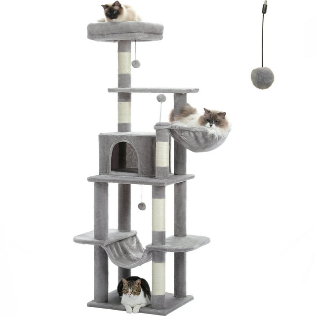 PAWZ Road 64" Cat Tree Condo Multi-Level Tower with 5 Scratching Posts ...
