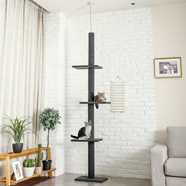 PAWZ Road 90-107" Floor to Ceiling Cat Tree Tower 4 Tier Tall Cat ...