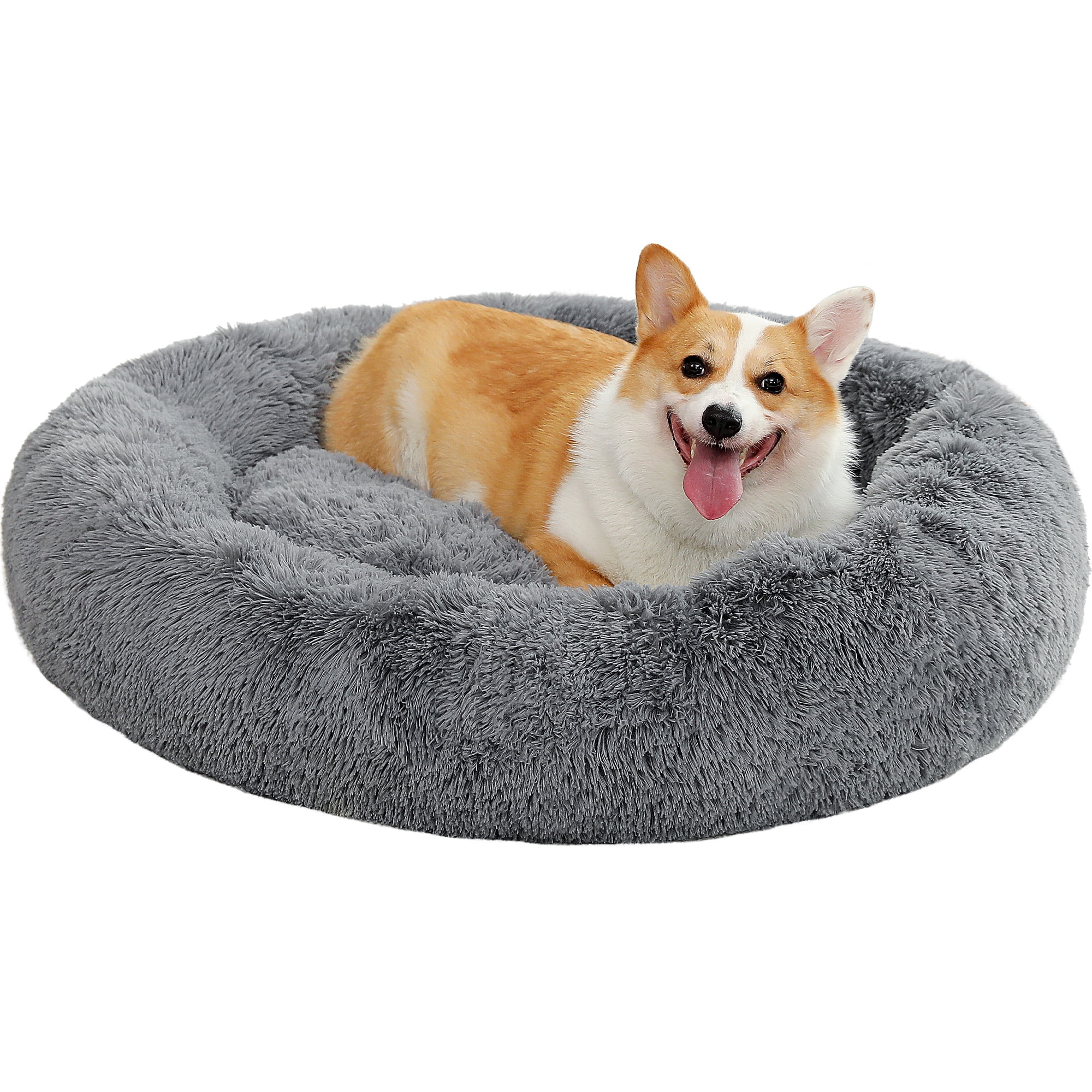 PAWZ Road Large Donut Dog Bed, Anti-Anxiety Plush Pillow, Suitable for ...
